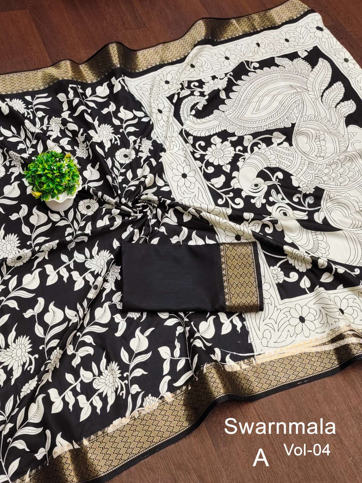 KAVYA VOL 8 SILK WITH BLACK WHITE FLOWER DESIGN SAREE COLLECTION
