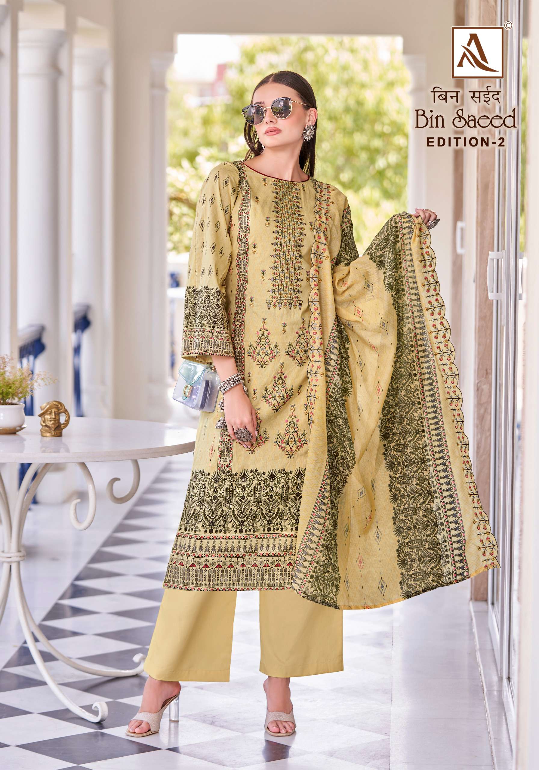ALOK SUITS BIN SAEED VOL 2 COTTON PRINTED DRESS MATERIAL SUPPLIER