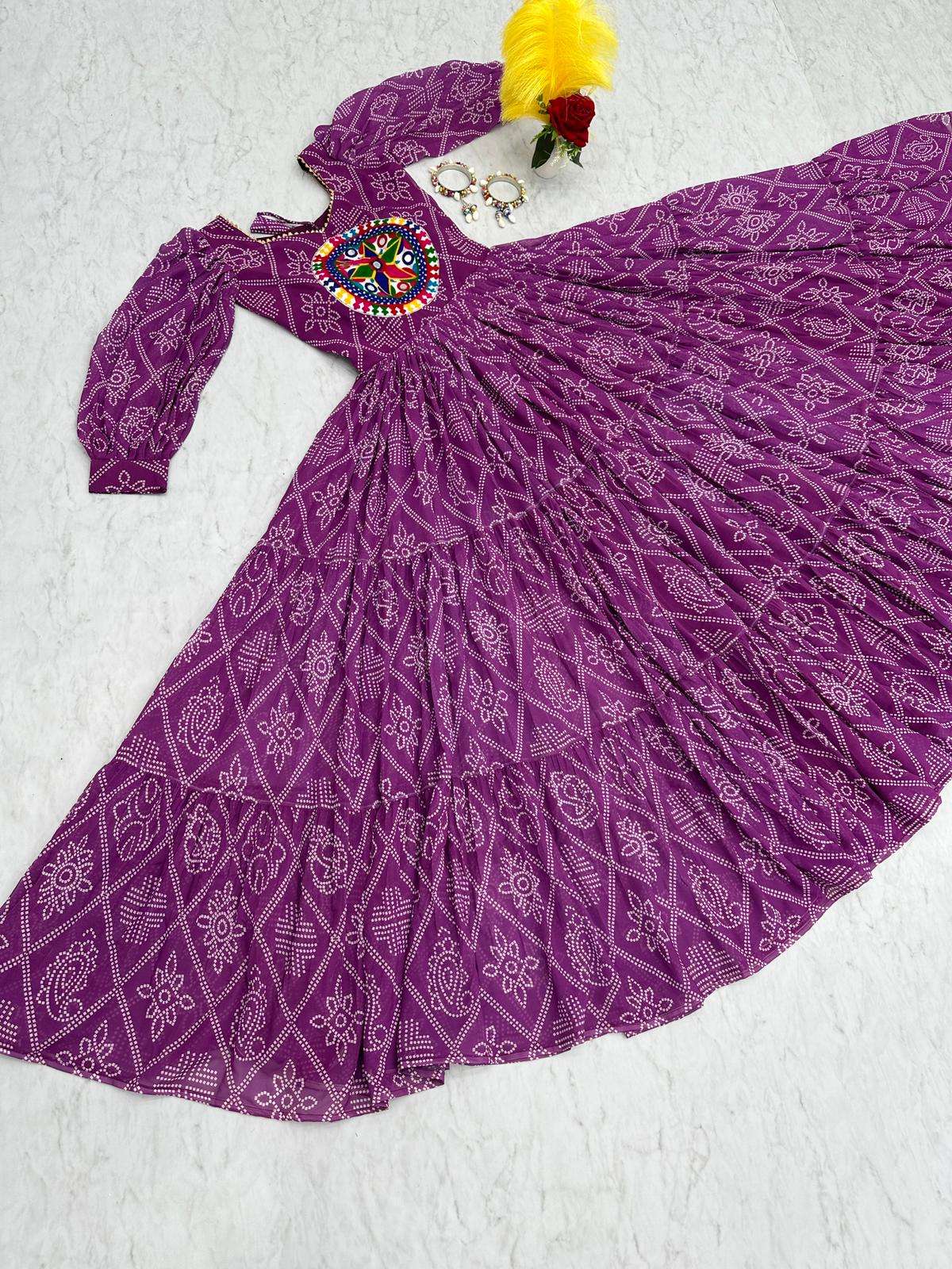 BANDHANI PRINTED WITH KACHI WORK PATCH ATTECH DESIGNER NAVRATRI SPECIAL ...