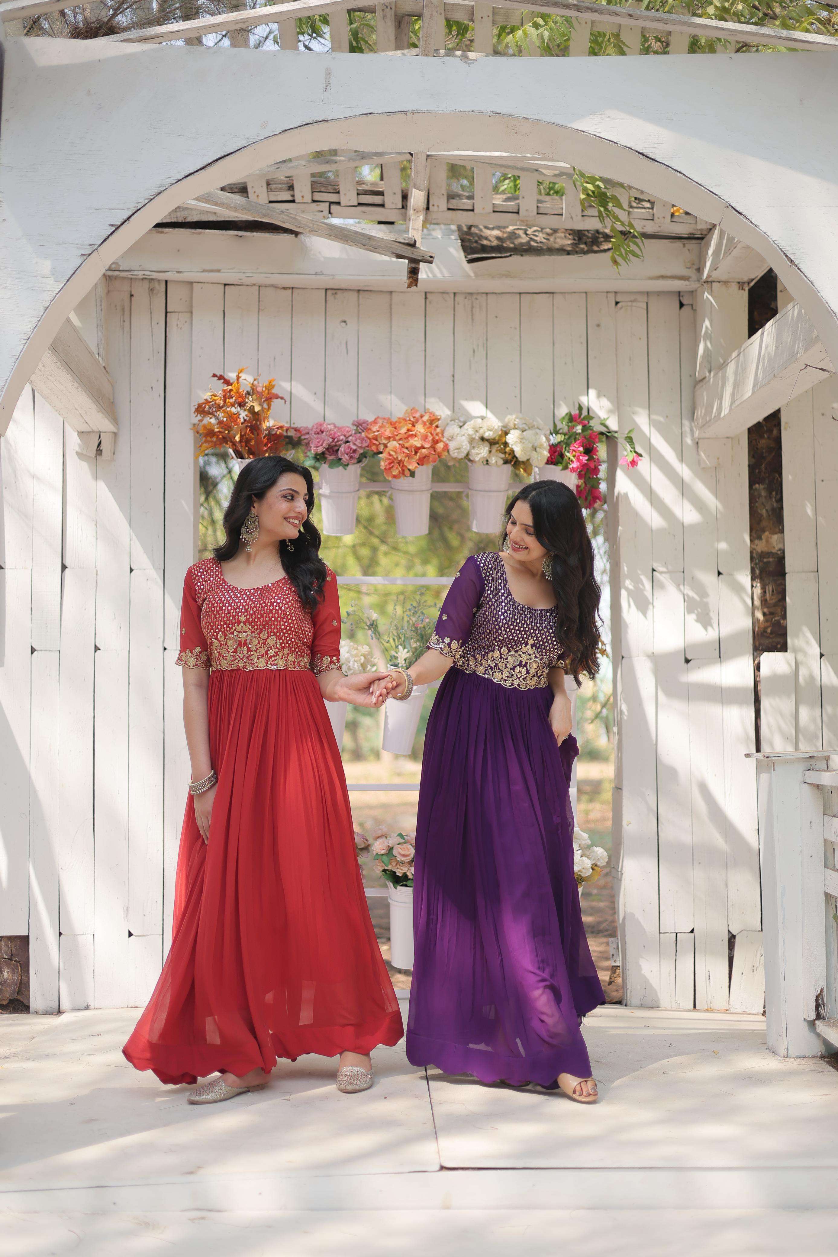 FUNCTION SPECIAL BLOOMING DESIGNER GOWN STYLE LONG READYMADE SUITS