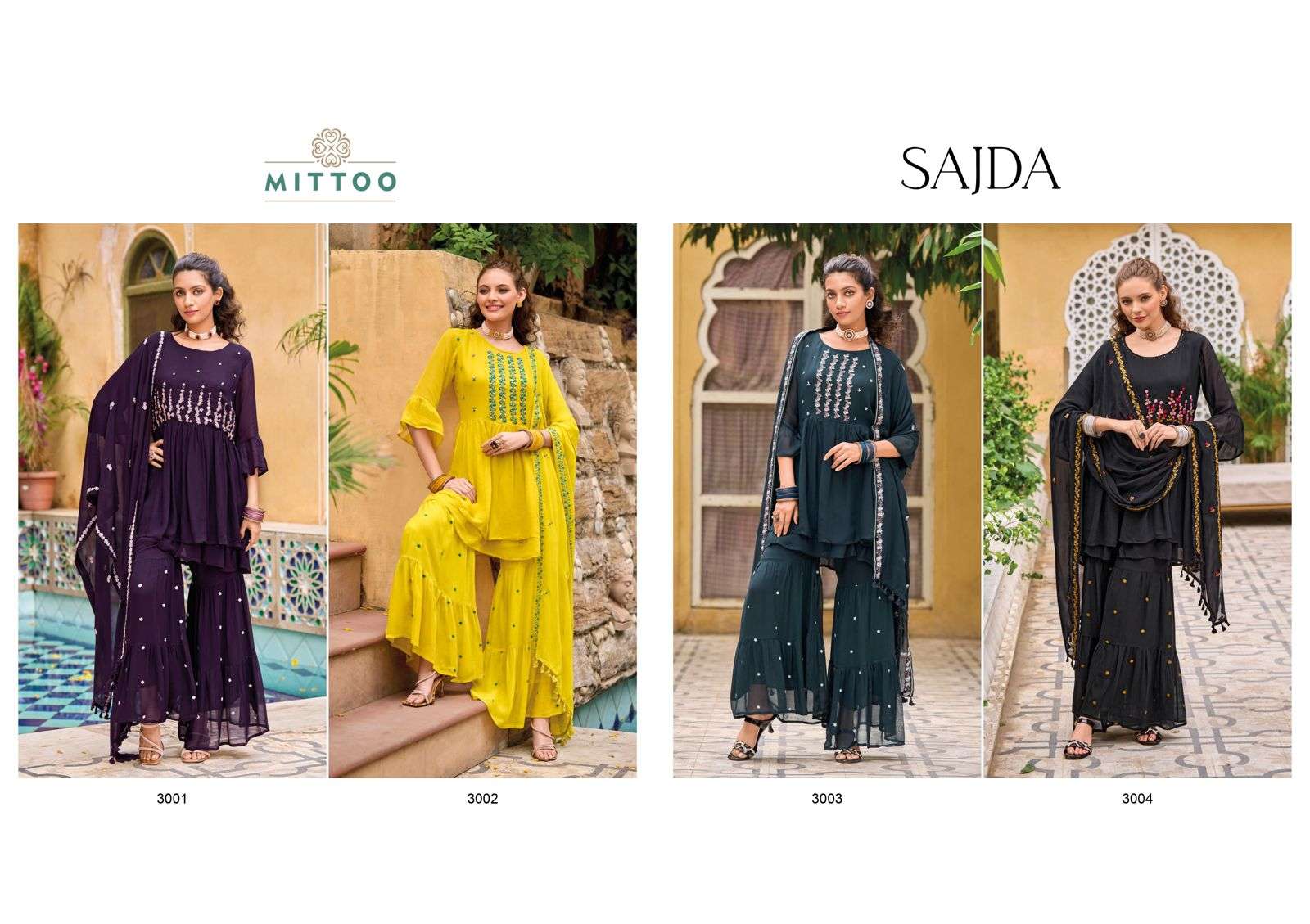MITTOO FASHION SAJDA GEORGETTE WITH TRADITIONAL LOOK SHARARA COLLECTION