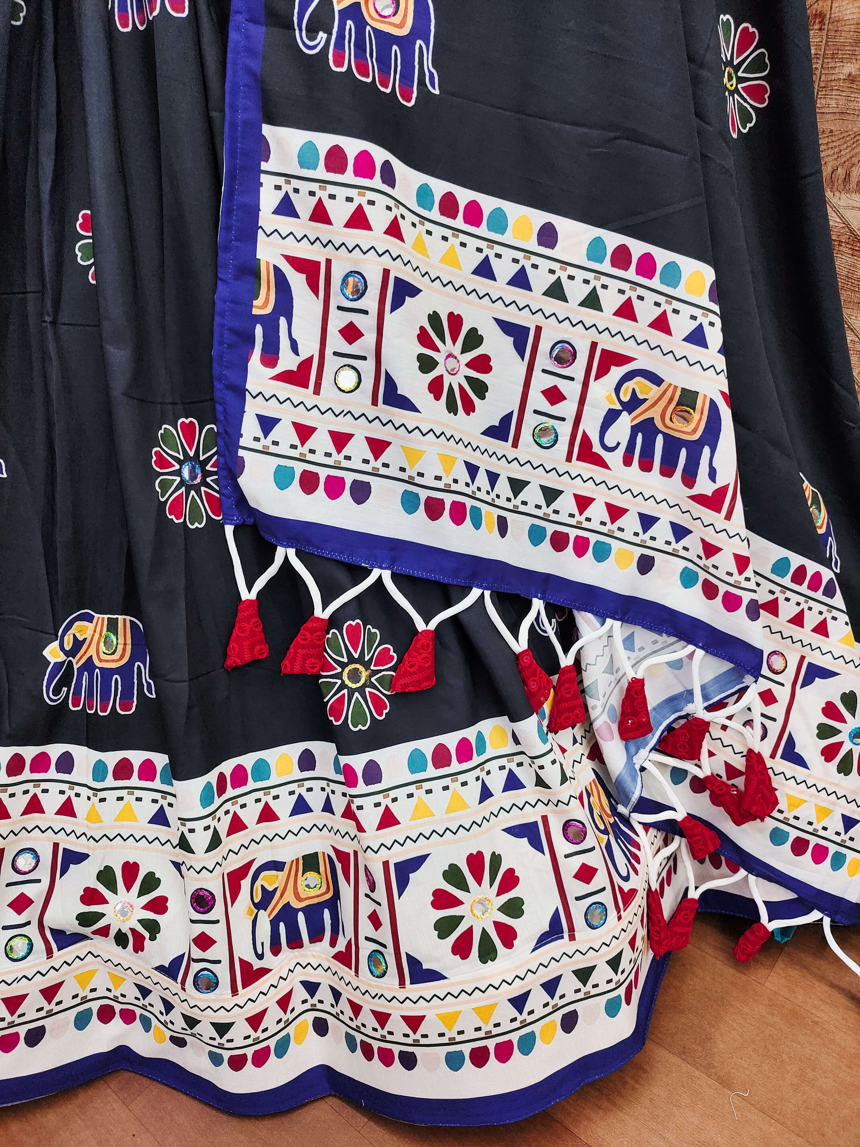 NAVRATRI SPECIAL KACHI WORK BLACK COLOUR STICH LEHENGA CHOLI SUPPLIER