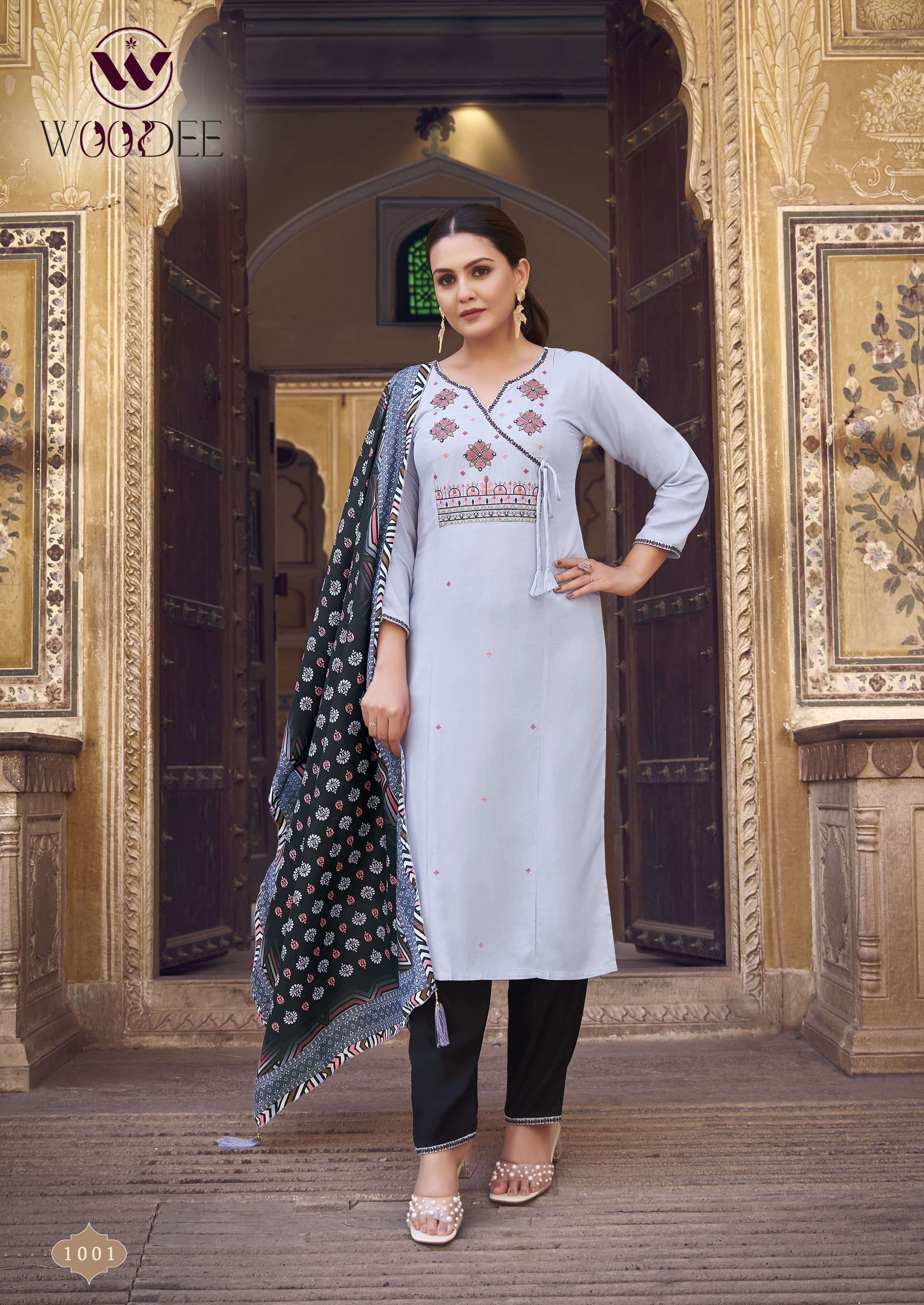 WOODEE GOLDEN PEARL VOL 1 SOFT FABRICS FANCY NECK EMBROIDERY WORK ...