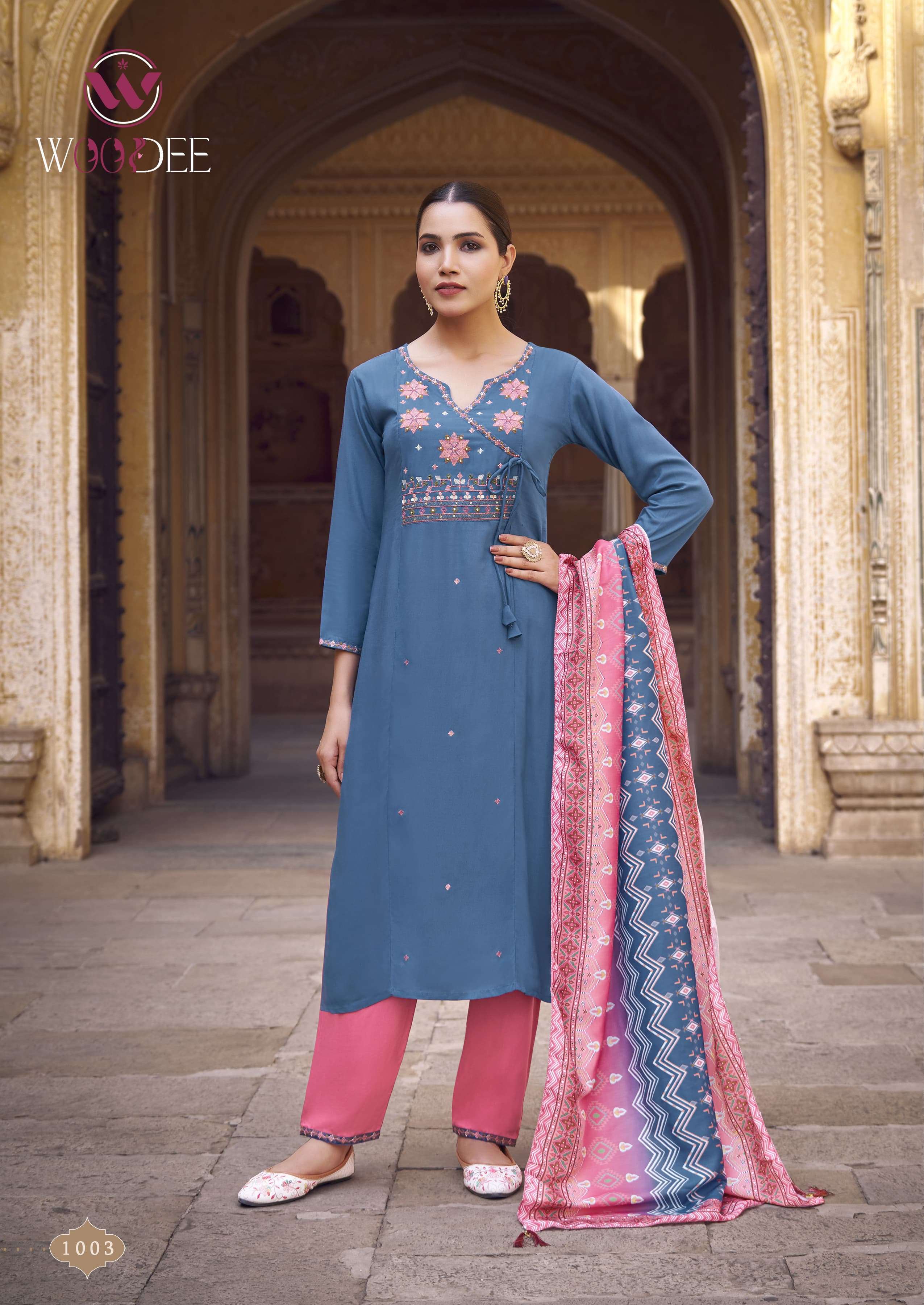 WOODEE GOLDEN PEARL VOL 1 SOFT FABRICS FANCY NECK EMBROIDERY WORK ...