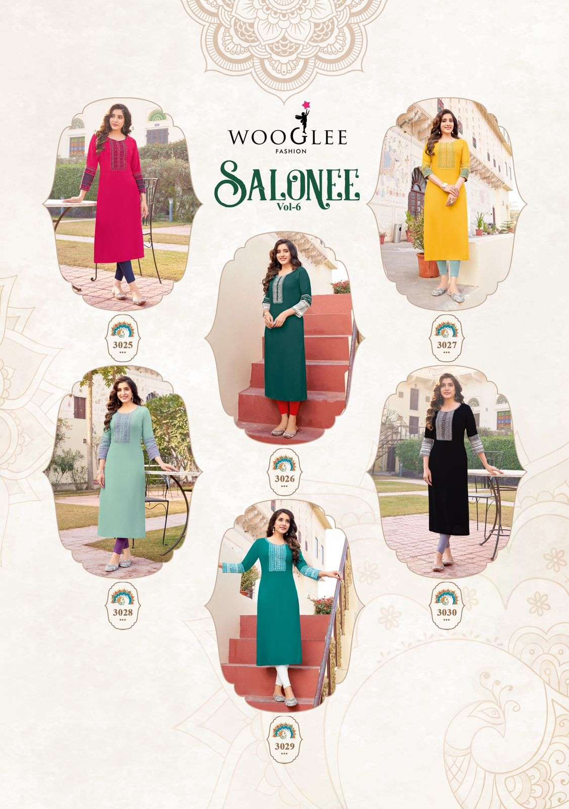 WOOGLEE SALONEE VOL 6 RAYON FANCY NECK WORK READYMADE SUITS SUPPLIER IN ...