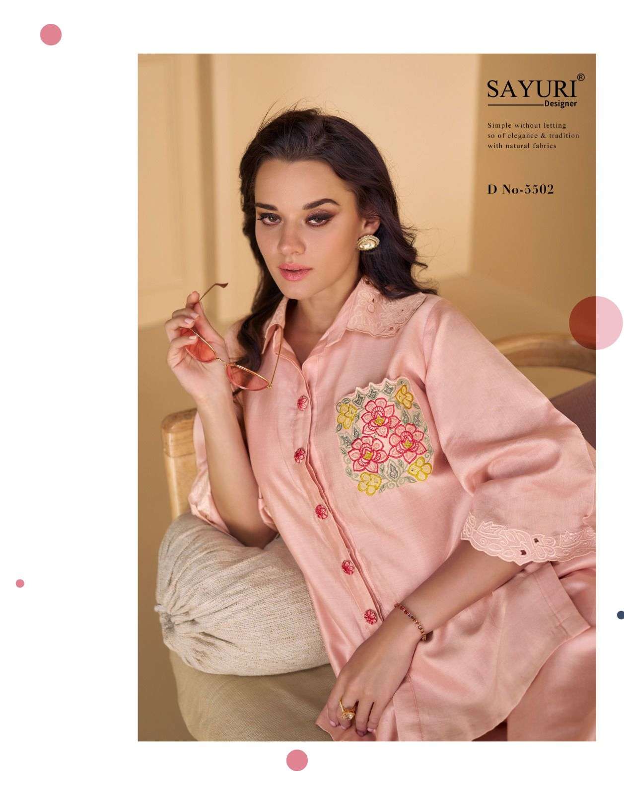 CORAL BY SAYURI DESIGENR SILK FANCY HAND WORK CORD SET STYLE KURTI SUPLIER