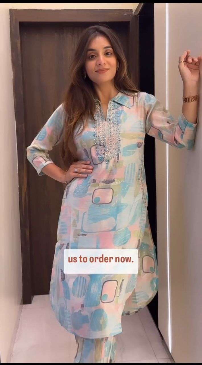 FESTIVAL SPECIAL MUSLIN SILK HAND EMBROIDERY NECK WORK CORD SET ...