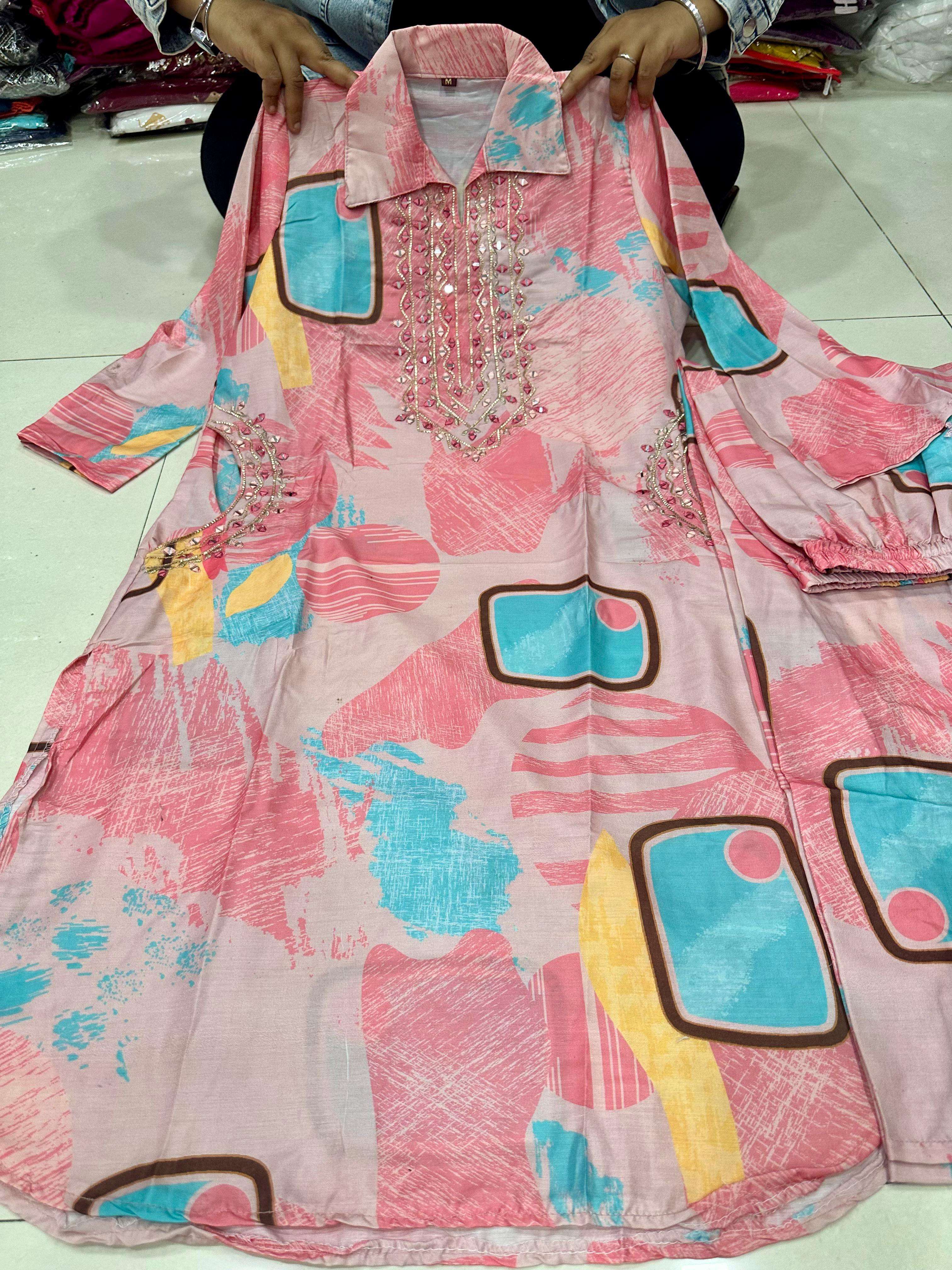 FESTIVAL SPECIAL MUSLIN SILK HAND EMBROIDERY NECK WORK CORD SET ...