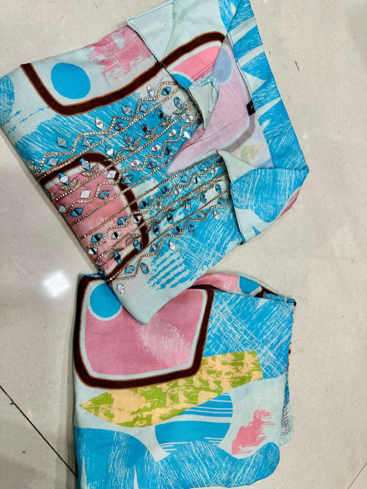 FESTIVAL SPECIAL MUSLIN SILK HAND EMBROIDERY NECK WORK CORD SET ...