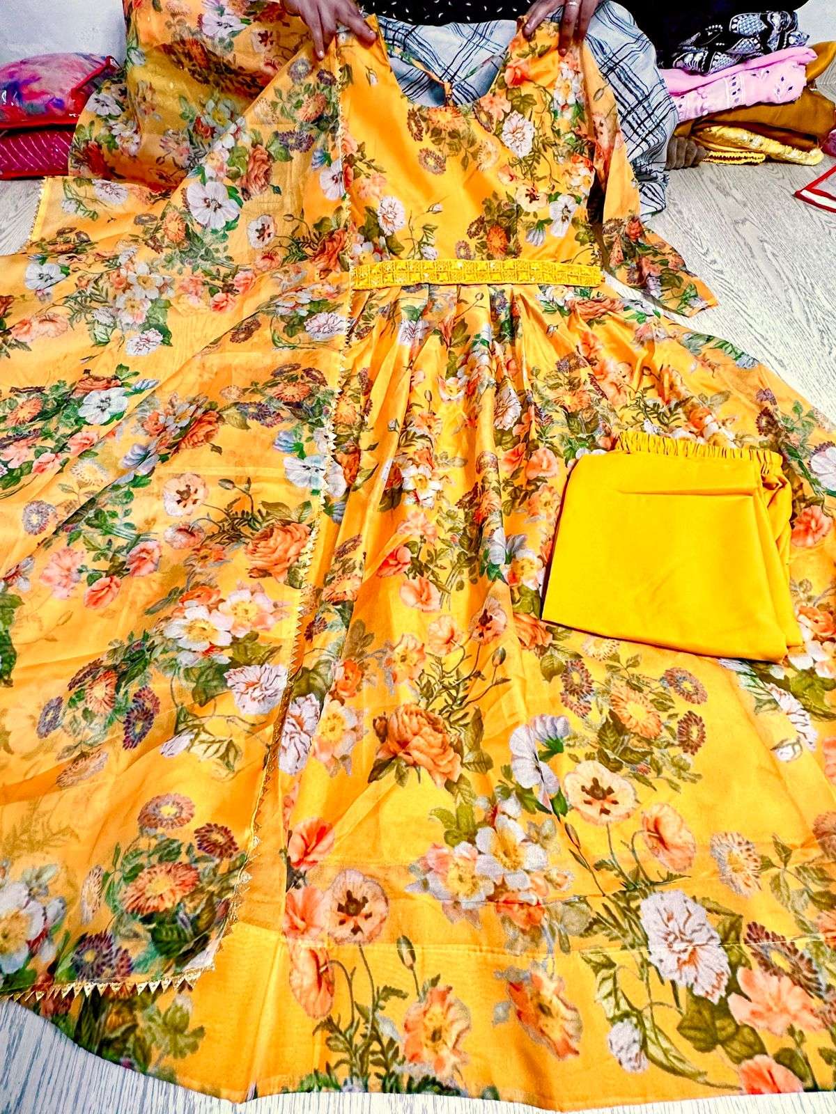 HALDI FUNCTION SPECIAL SILK WITH FLOWER PRINTED ANARKALI STYLE ...