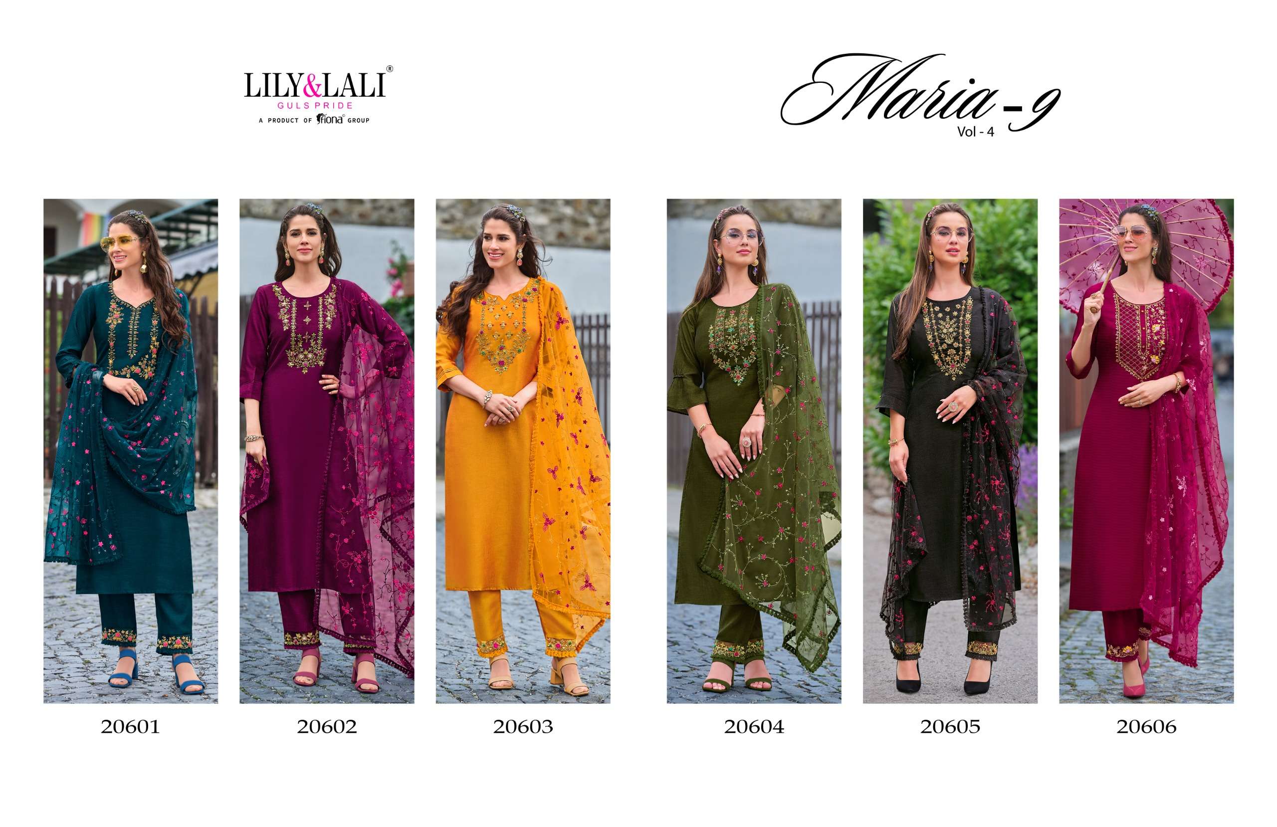 LILY AND LALI MARIA 9 VOL 4 SILK WITH HAND WORK READYMADE FESTIVAL ...