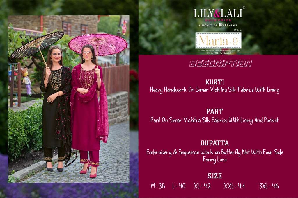 LILY AND LALI MARIA 9 VOL 4 SILK WITH HAND WORK READYMADE FESTIVAL ...