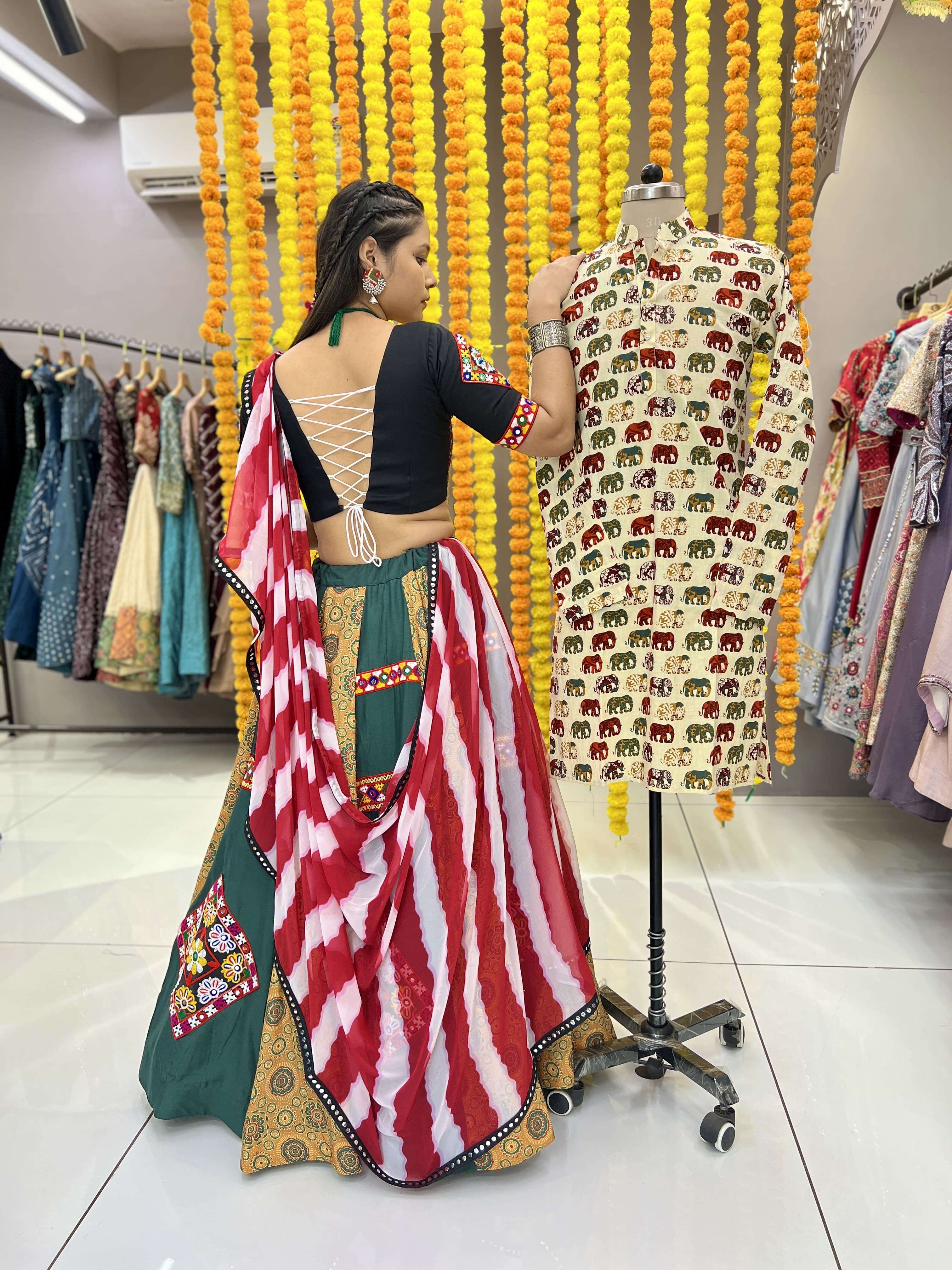 RAYON WITH GAMTHI WORK BORDER GREEN COLOUR LEHNEGA CHOLI BEST WHOLESALE ...