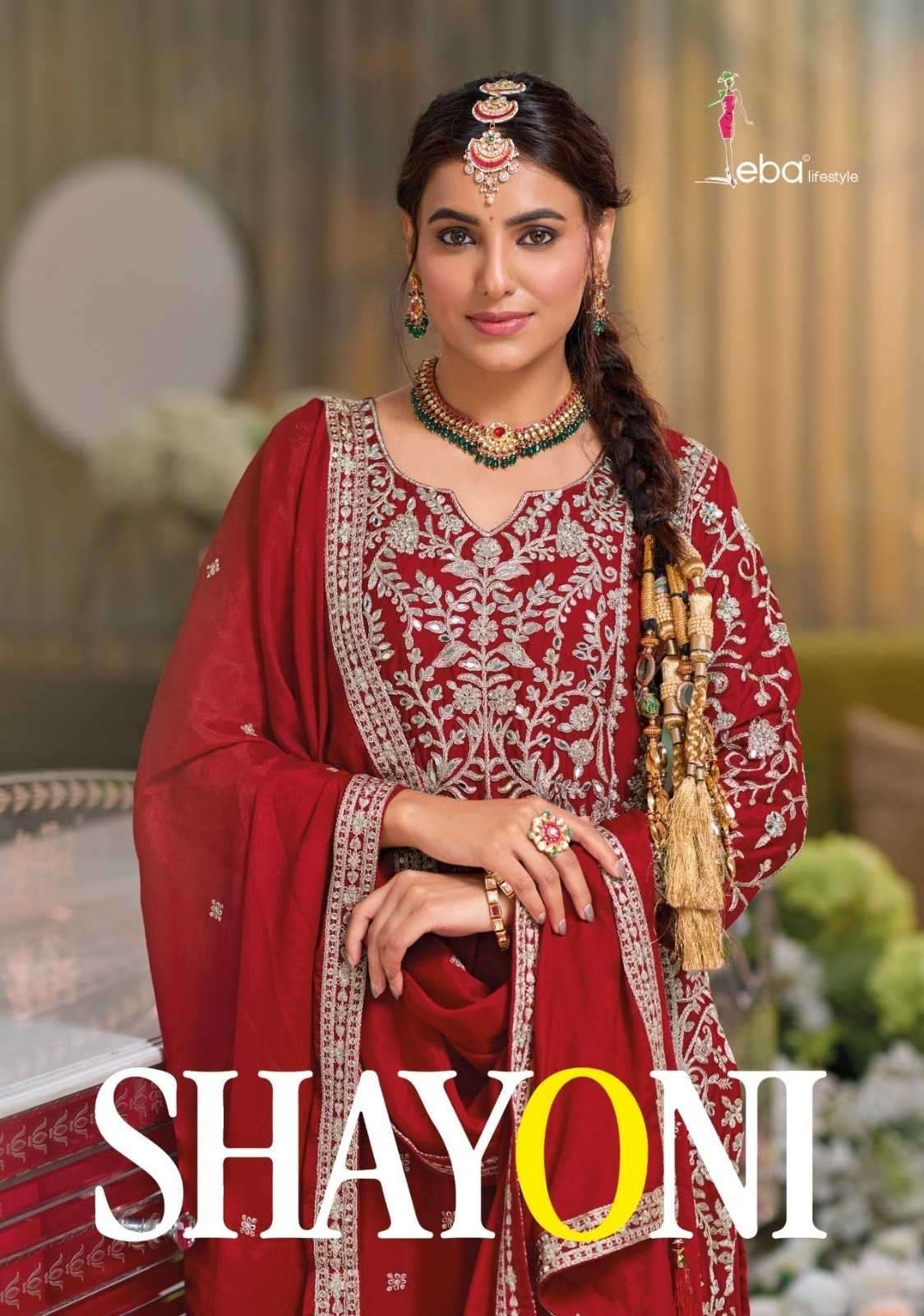 EBA LIFESTYLE SHAYONI CHINON SILK EMBROIDERY WORK READYMADE SUITS ...