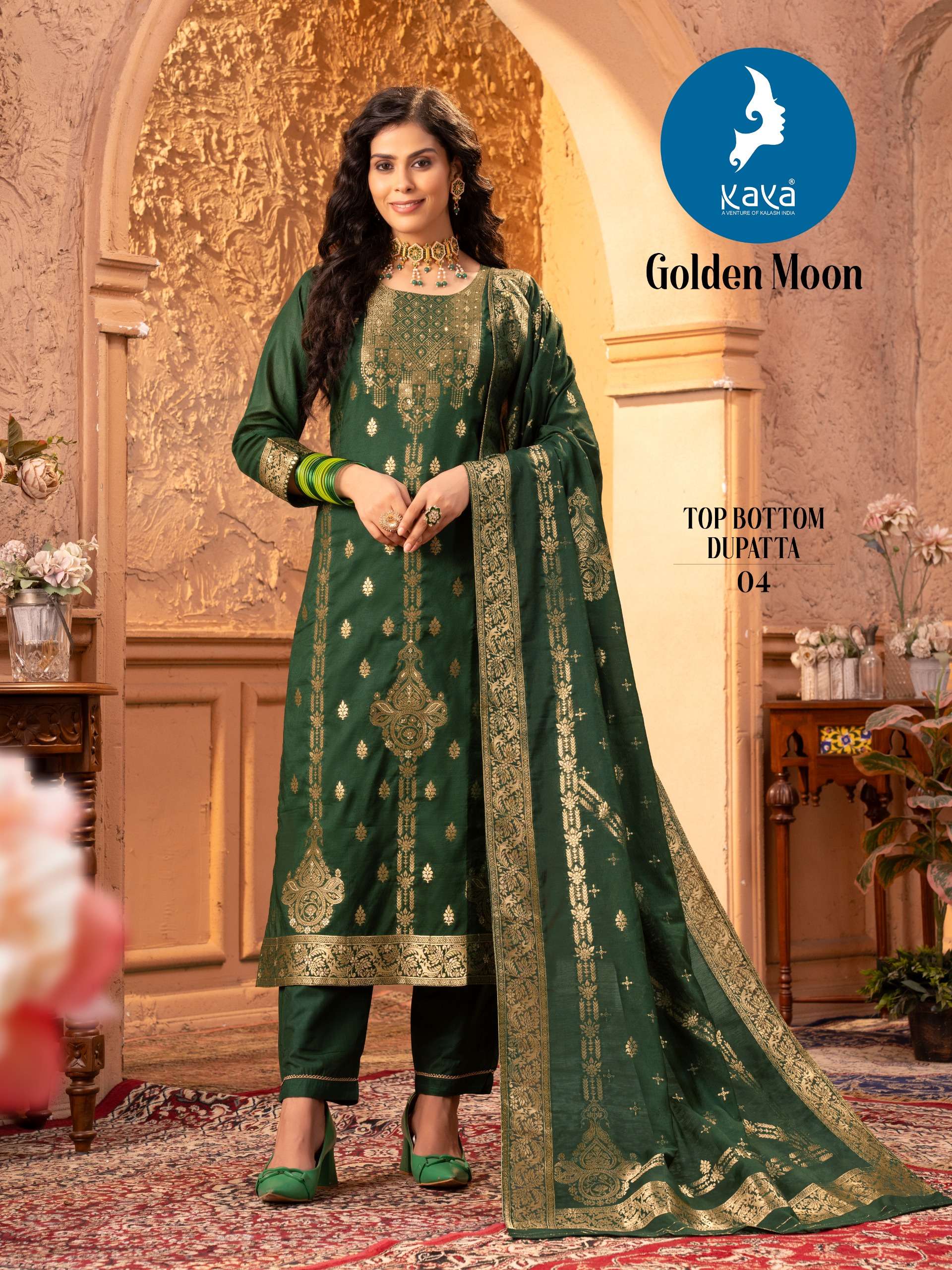 KAYA KURTI GOLDEN MOON CHANDERI SILK FANCY DESIGNER READYMADE SUITS ...
