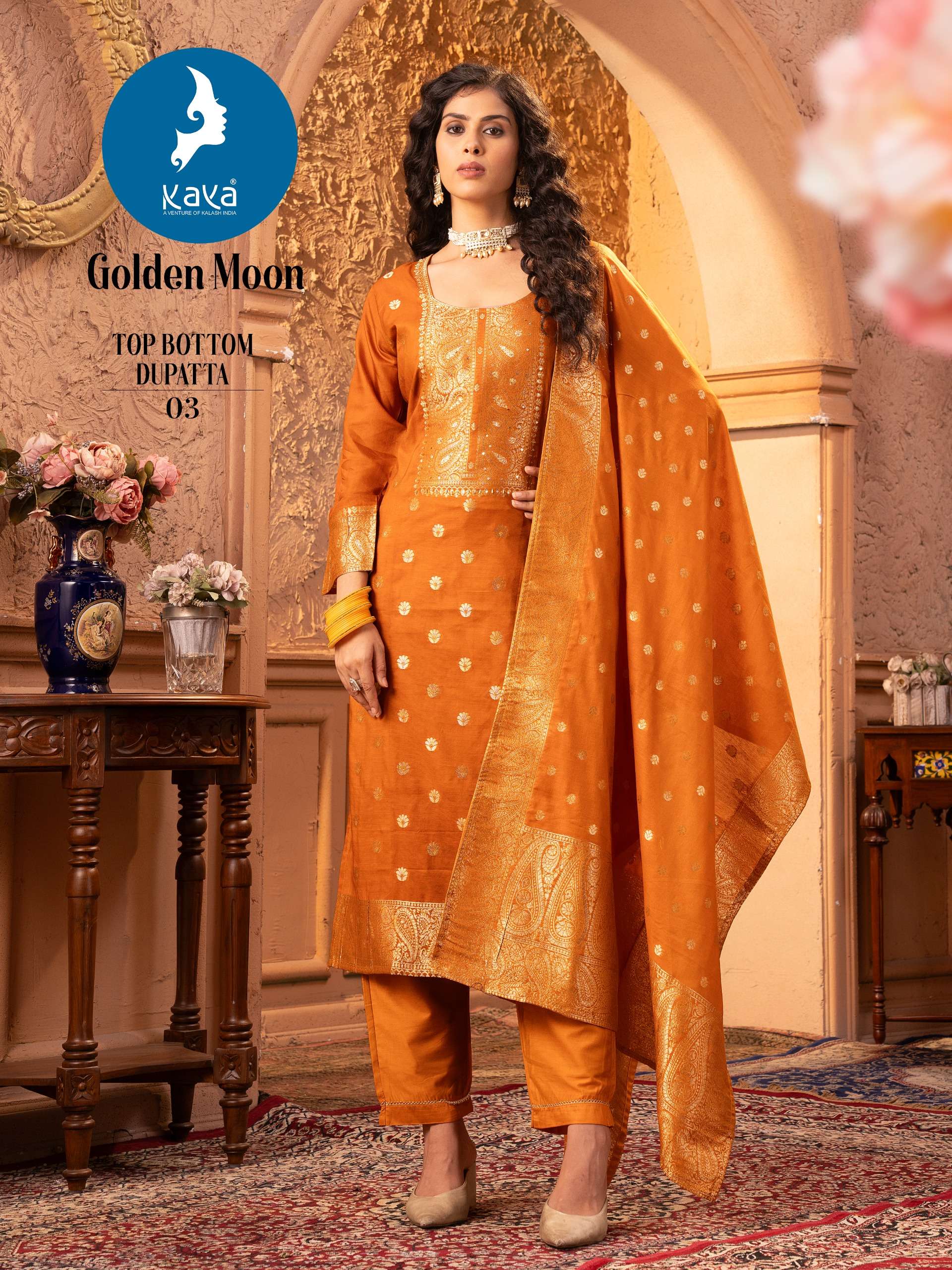 KAYA KURTI GOLDEN MOON CHANDERI SILK FANCY DESIGNER READYMADE SUITS ...