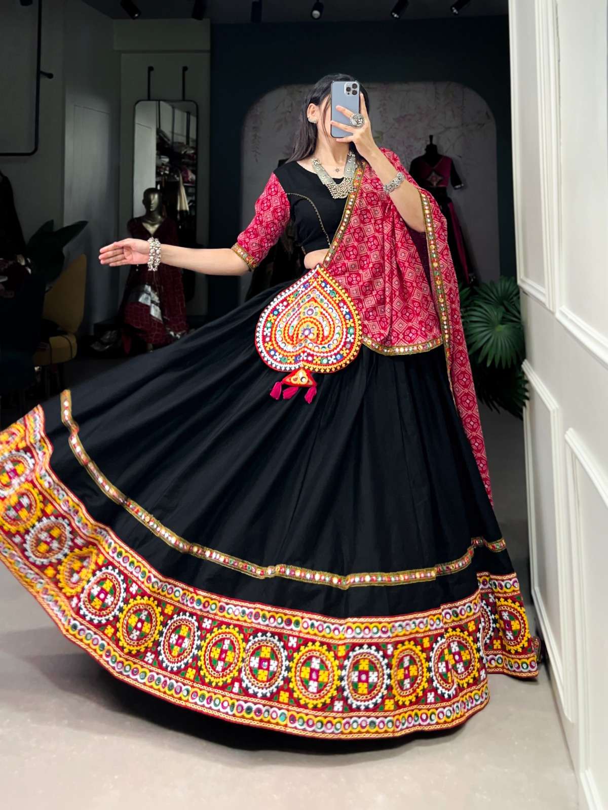 NAVRATRI FESTIVAL SPECIAL BLACK COLOUR COTTON FABRICS TRADITIONAL ...