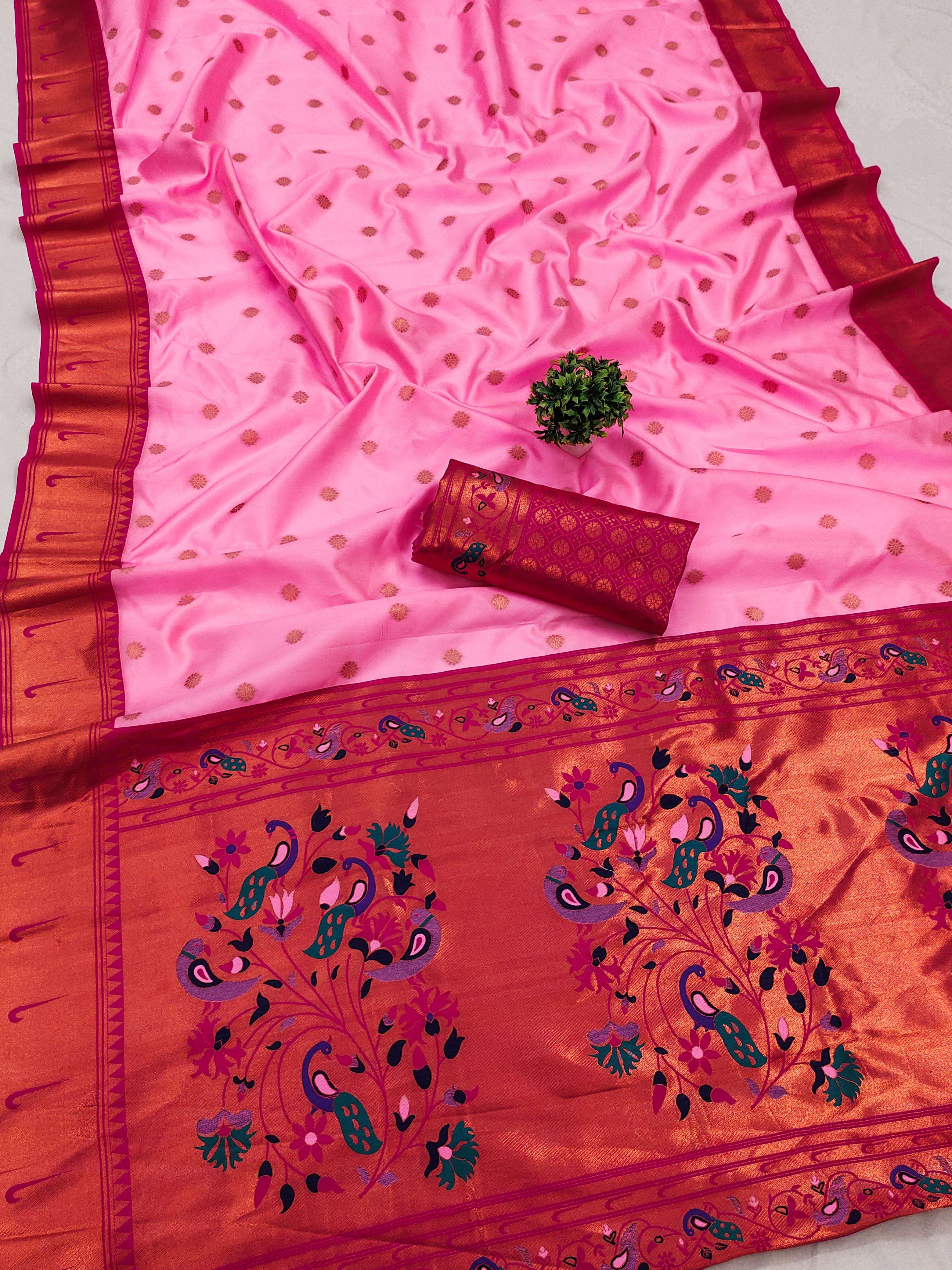 Soft Pethani silk saree with Copper zari WEAVING motifs design SAREE ...