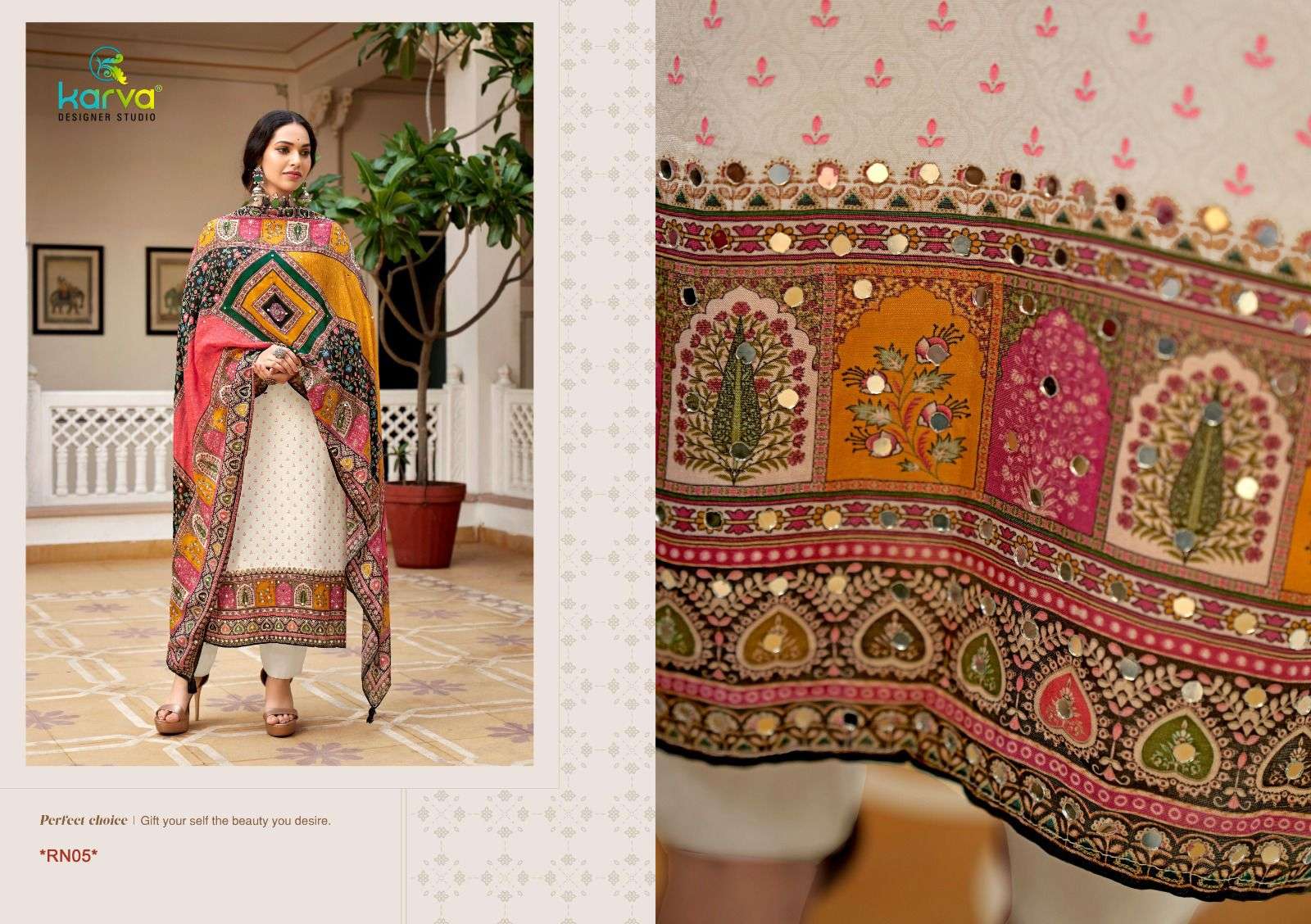 KARVA DESIGNER STUDIO RANCHI VISCOSE MUSLIN SILK FANCY SALWAR KAMEEZ ...