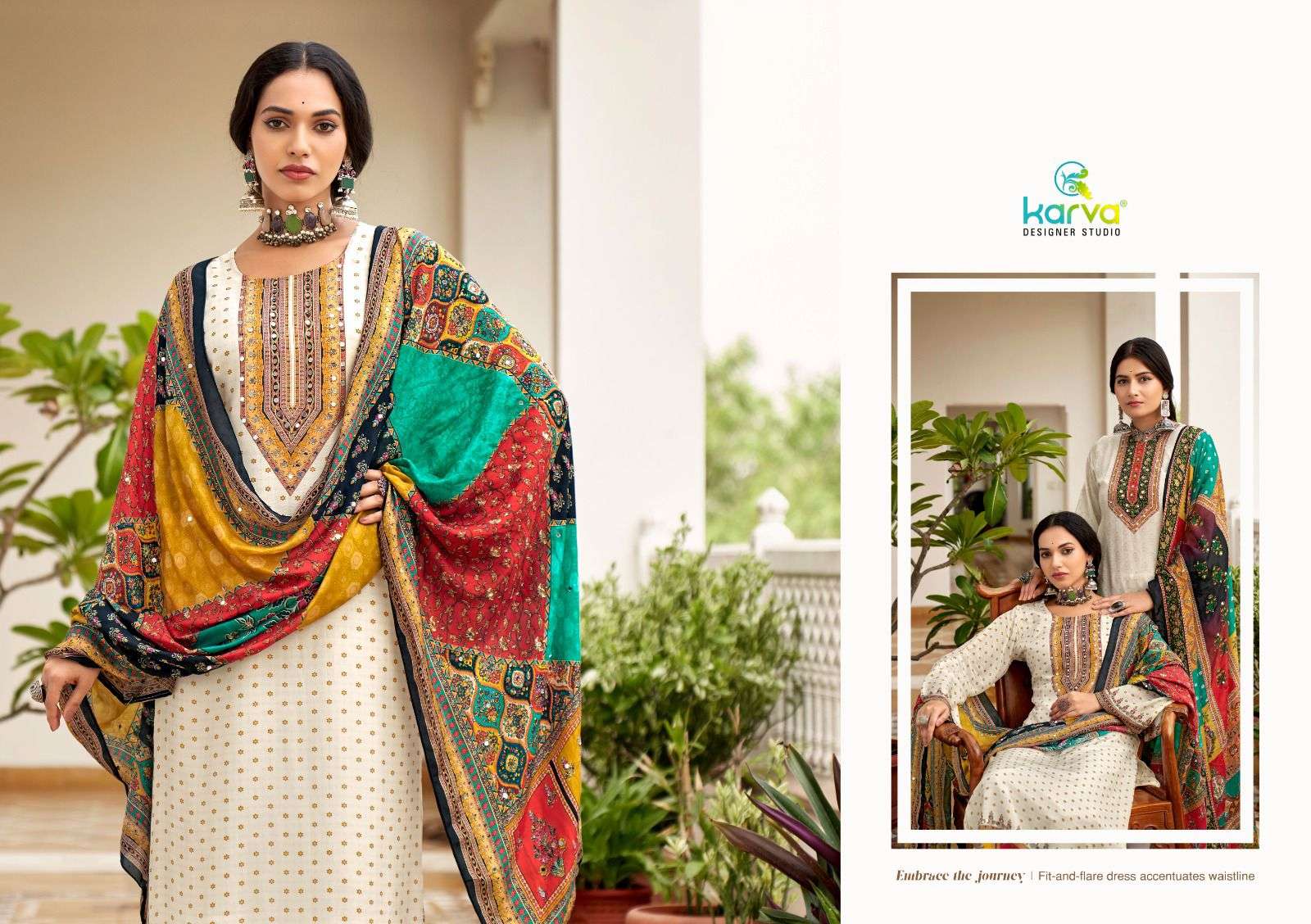 KARVA DESIGNER STUDIO RANCHI VISCOSE MUSLIN SILK FANCY SALWAR KAMEEZ ...