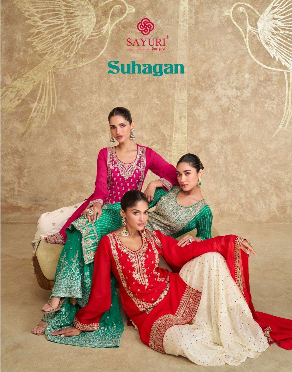 SAYURI DESIGNER SUHAGAN CHINON SILK DESIGNER READYMADE SHARARA COLLECTION