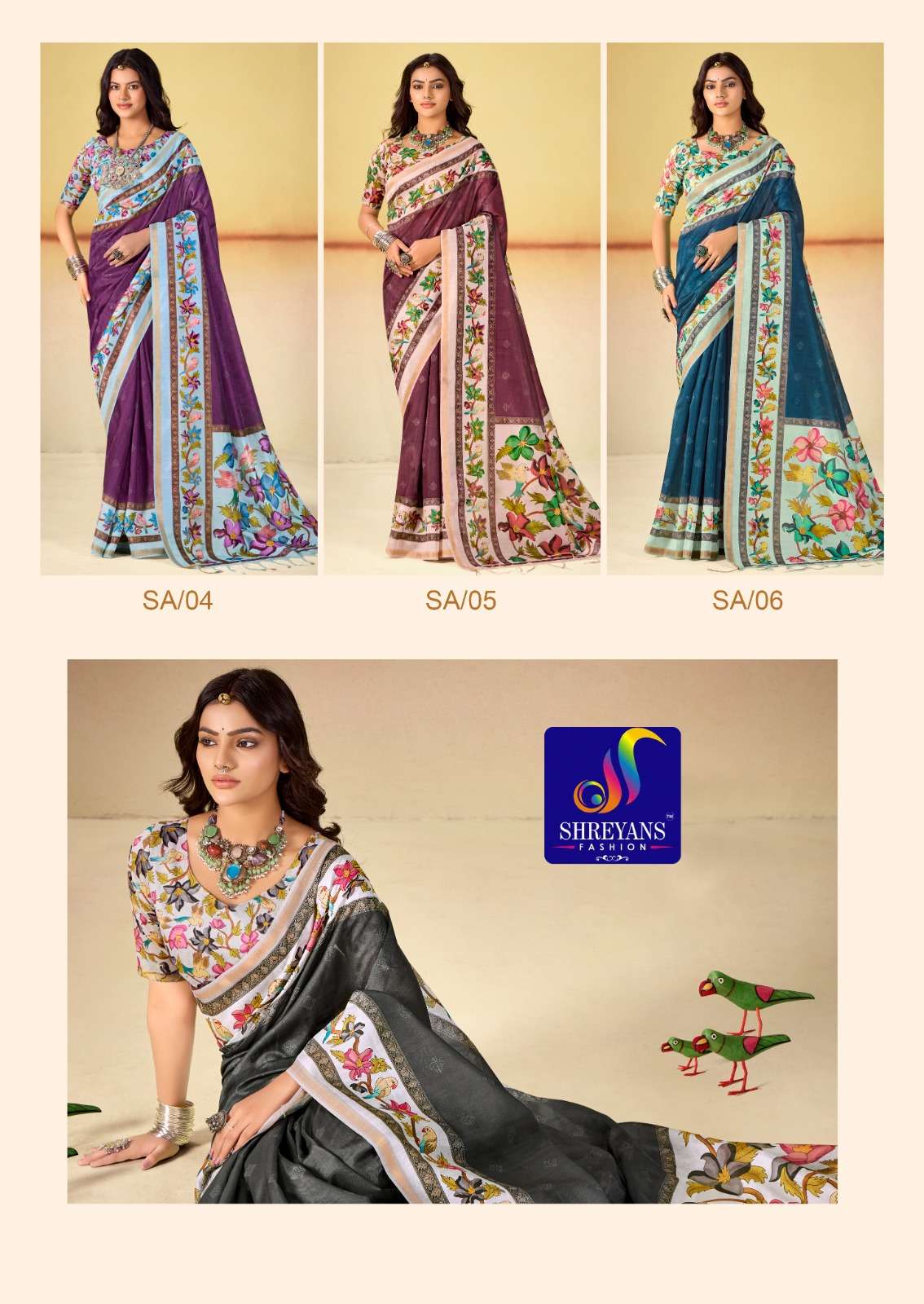 SUKHI ART BY SHREYANSH TUSSER SILK FLOWER PRINTED BORDER SAREE DEALER ...