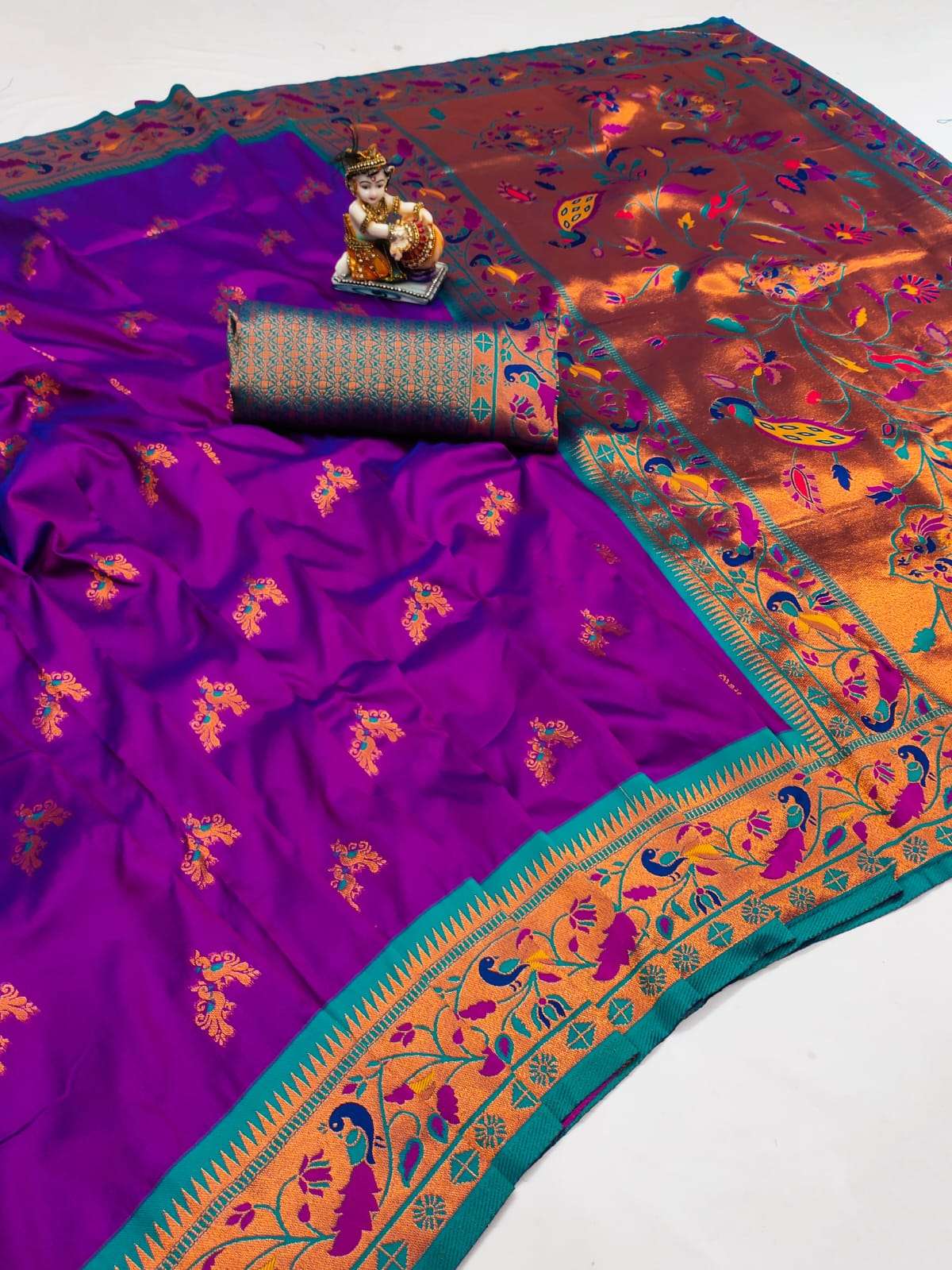 soft banarasi silk with peacock designer & Pallu COPPER jari and ...