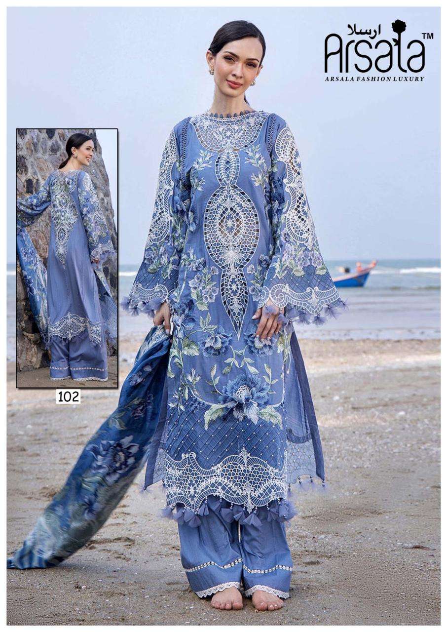 ARSALA FASHION AMIRA HEAVY LAWN COTTON WORK MATERIAL DEALEAR IN SURAT