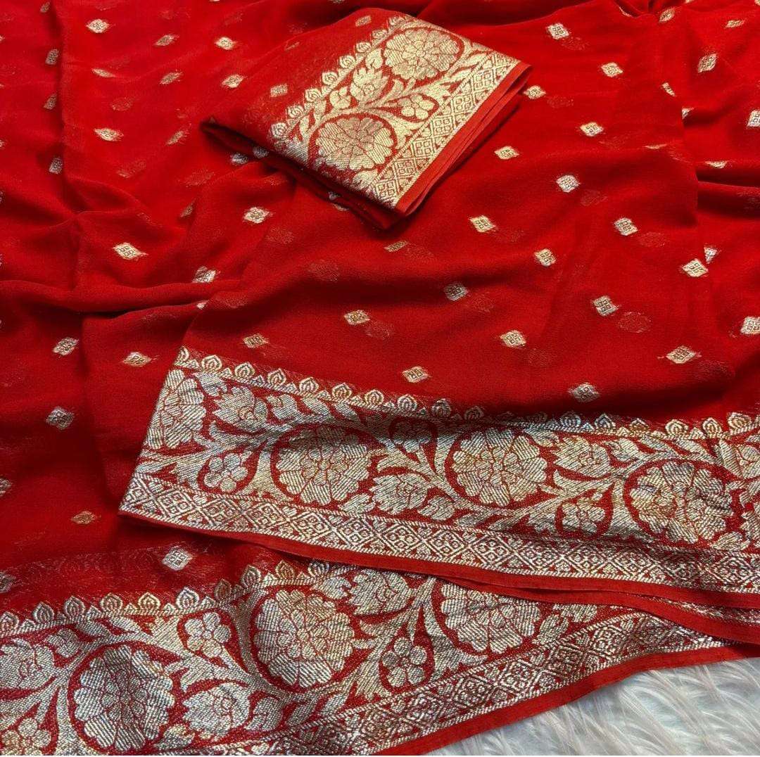 Georgette with Weaving Butti Design Saree Supplier in Surat