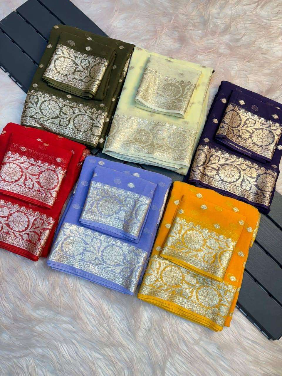 Georgette with Weaving Butti Design Saree Supplier in Surat