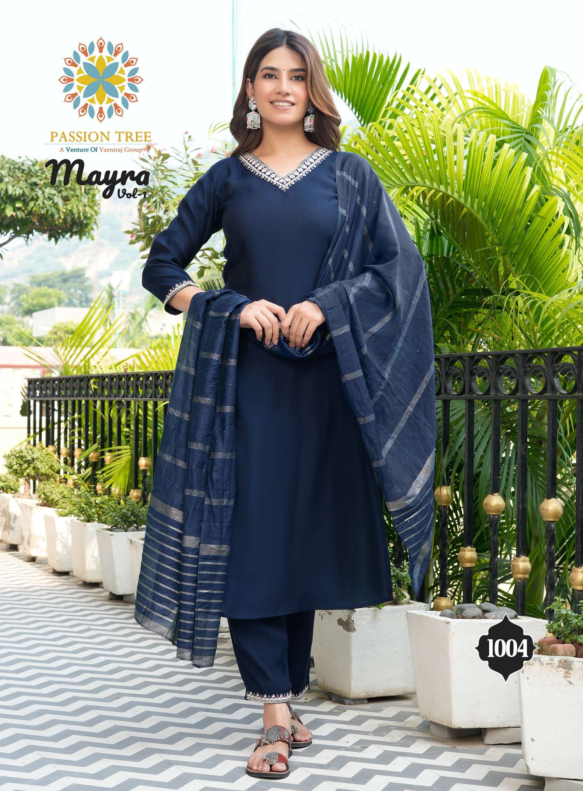 PASSION TREE MAYRA VOL 1 ROMAN SILK FANCY WORK SUIT DEALEAR IN SURAT