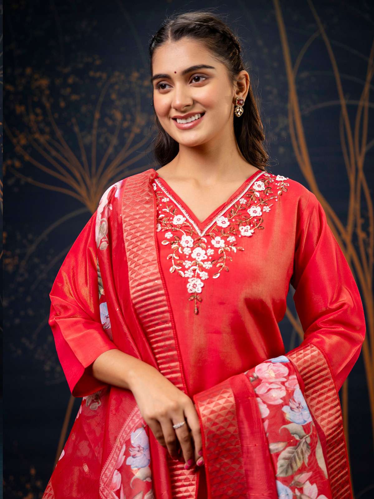 VREDEVOGEL VRUTIKA ROMAN SILK PARTY WEAR READY MADE SUIT DEALER IN SURAT