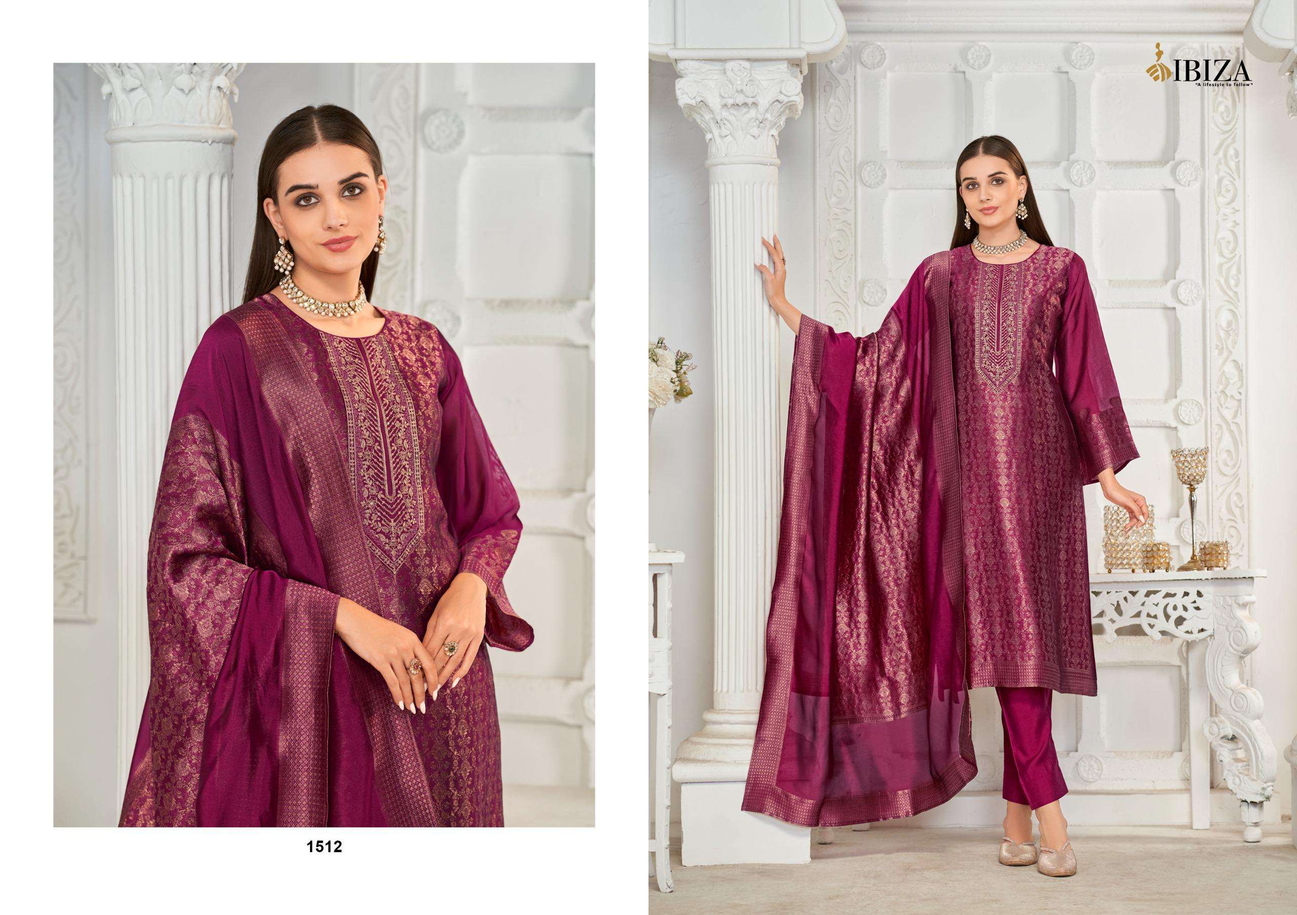 IBIZA KASIDA BANGLORY SILK PARTY WEAR SUIT MATERIAL WHOLESALE PRICE