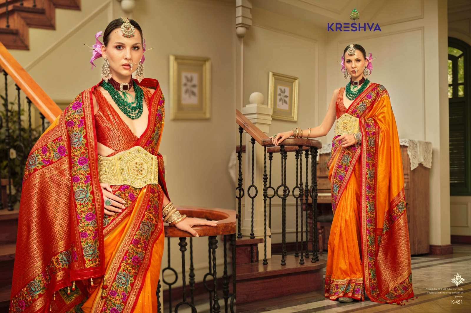 KRESHVA AMAYA BUTTER SILK WITH HEAVY BORDER SAREE SUPPLIER IN SURAT