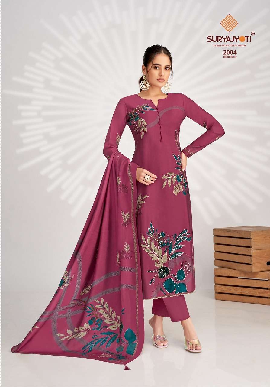 SURYAJYOTI PRABHA VOL 02 MODAL DISCHARGE FOIL DESIGNER SUIT MATERIAL ...