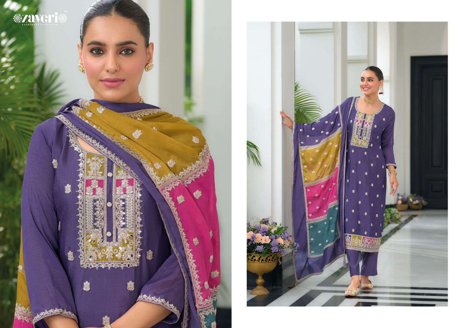ZAVERI TWISHA VOL-3 HEAVY CHINON EMBROIDERY PARTY WEAR SUIT DEALER IN SURAT