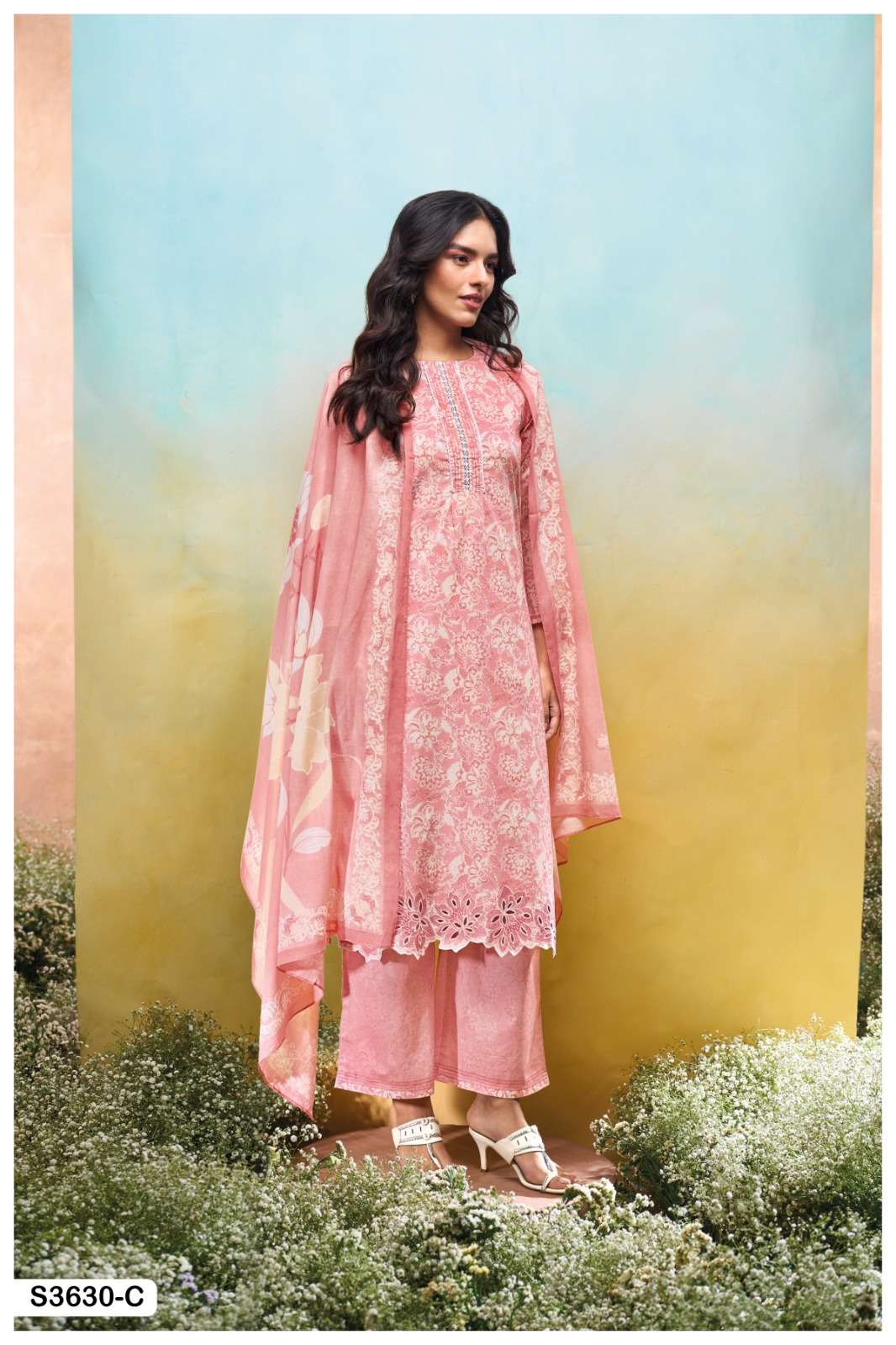 GANGA ANVEE 3630 COTTON PRINTED WITH EMBROIDERY SALWAR SUIT DEALER