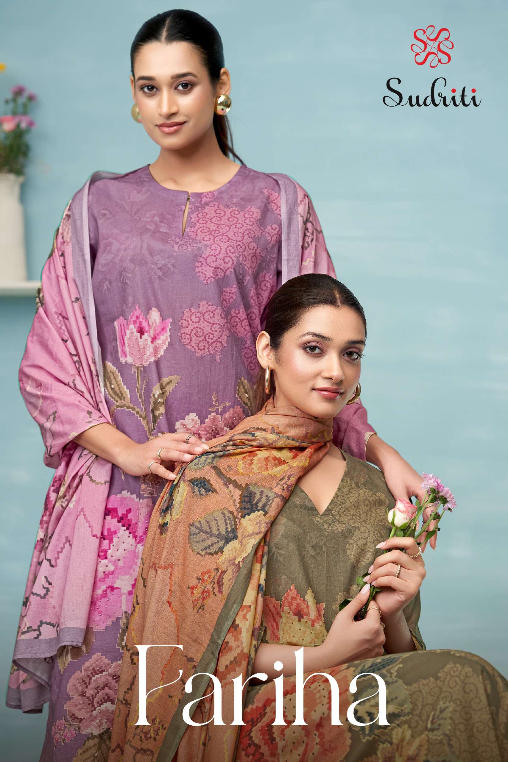 SUDRITI FARIHA PURE COTTON LAWN FLOWER PRINT SUIT WHOLESALE BRAND