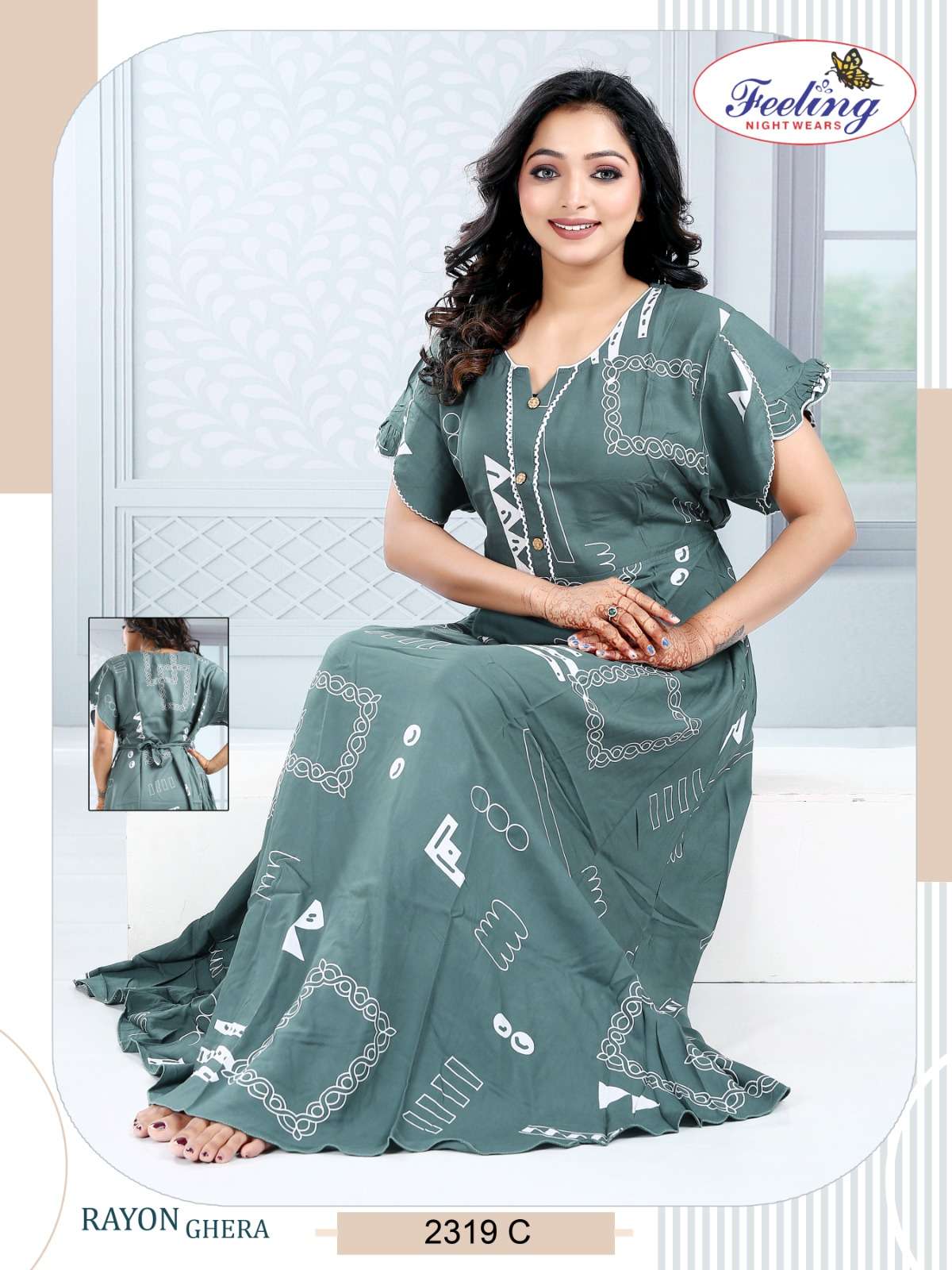 FEELING NIGHT WEARS 2319 SUMMER WEAR RAYON DESIGNER NIGHTY COLLECTION ...