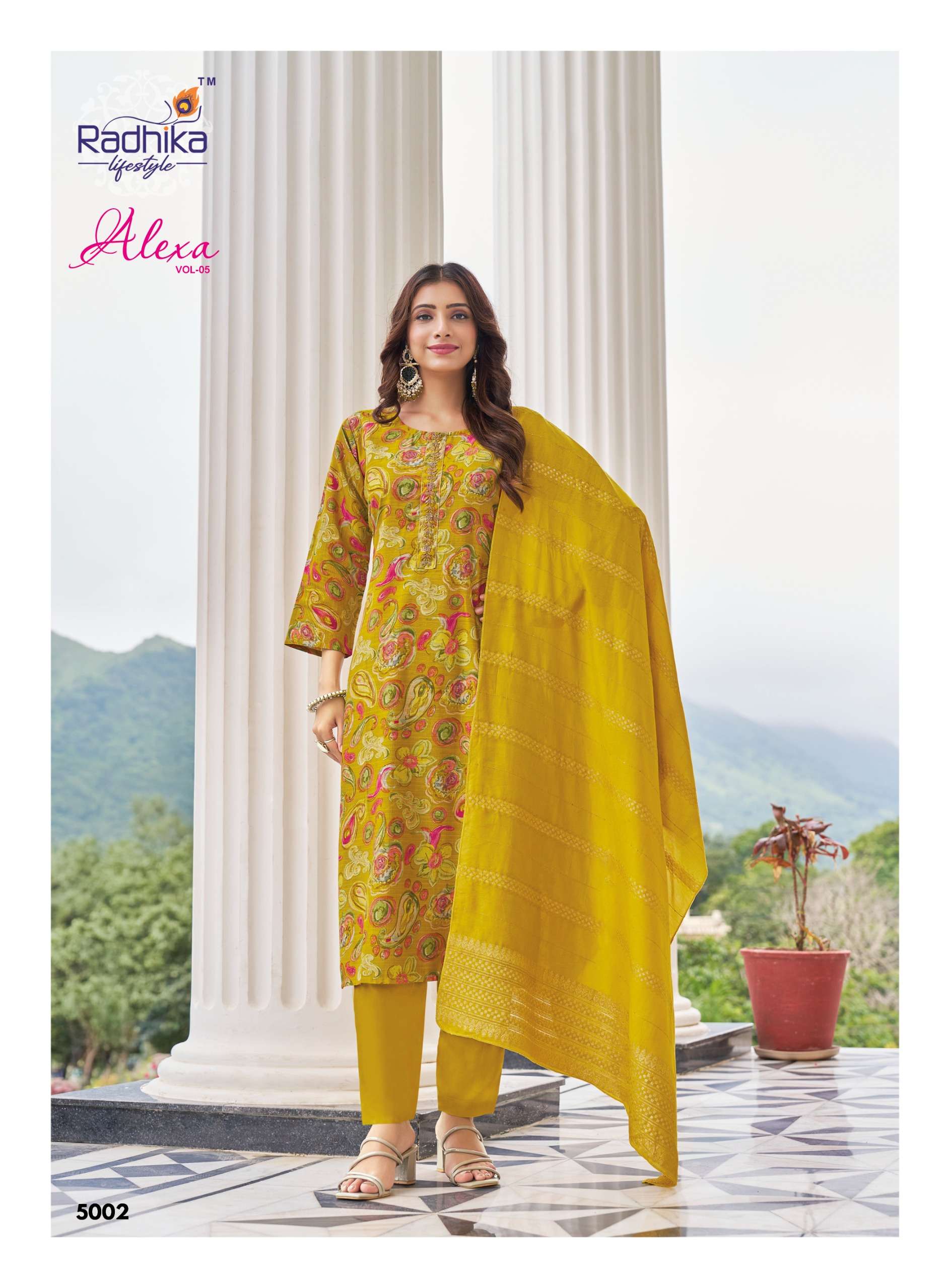 RADHIKA LIFESTYLE ALEXA VOL 5 SILK FOIL PRINT HANDWORK SALWAR SUIT ...