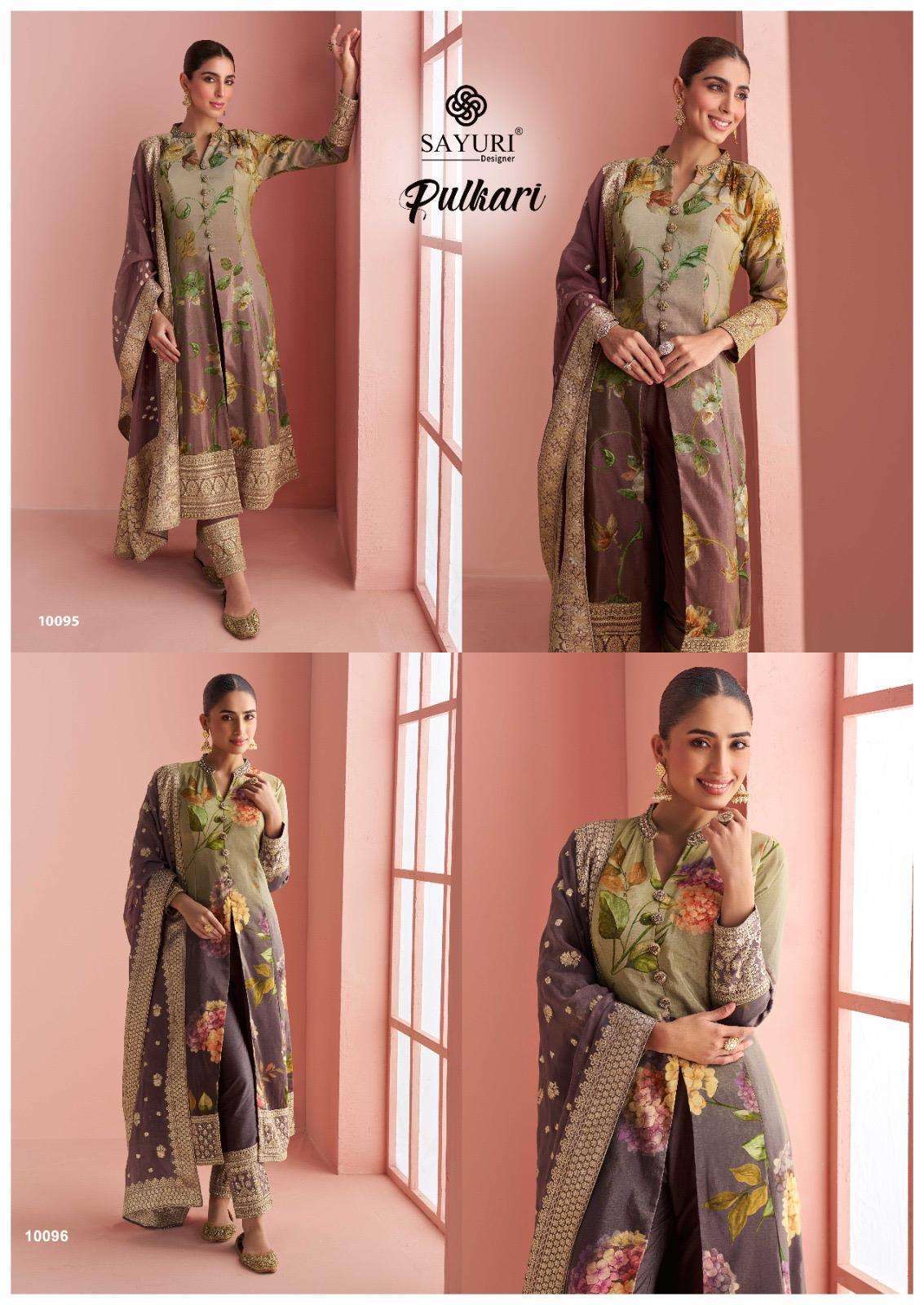 Sayuri Designer Pulkari silk with embroidery work stylish readymade ...