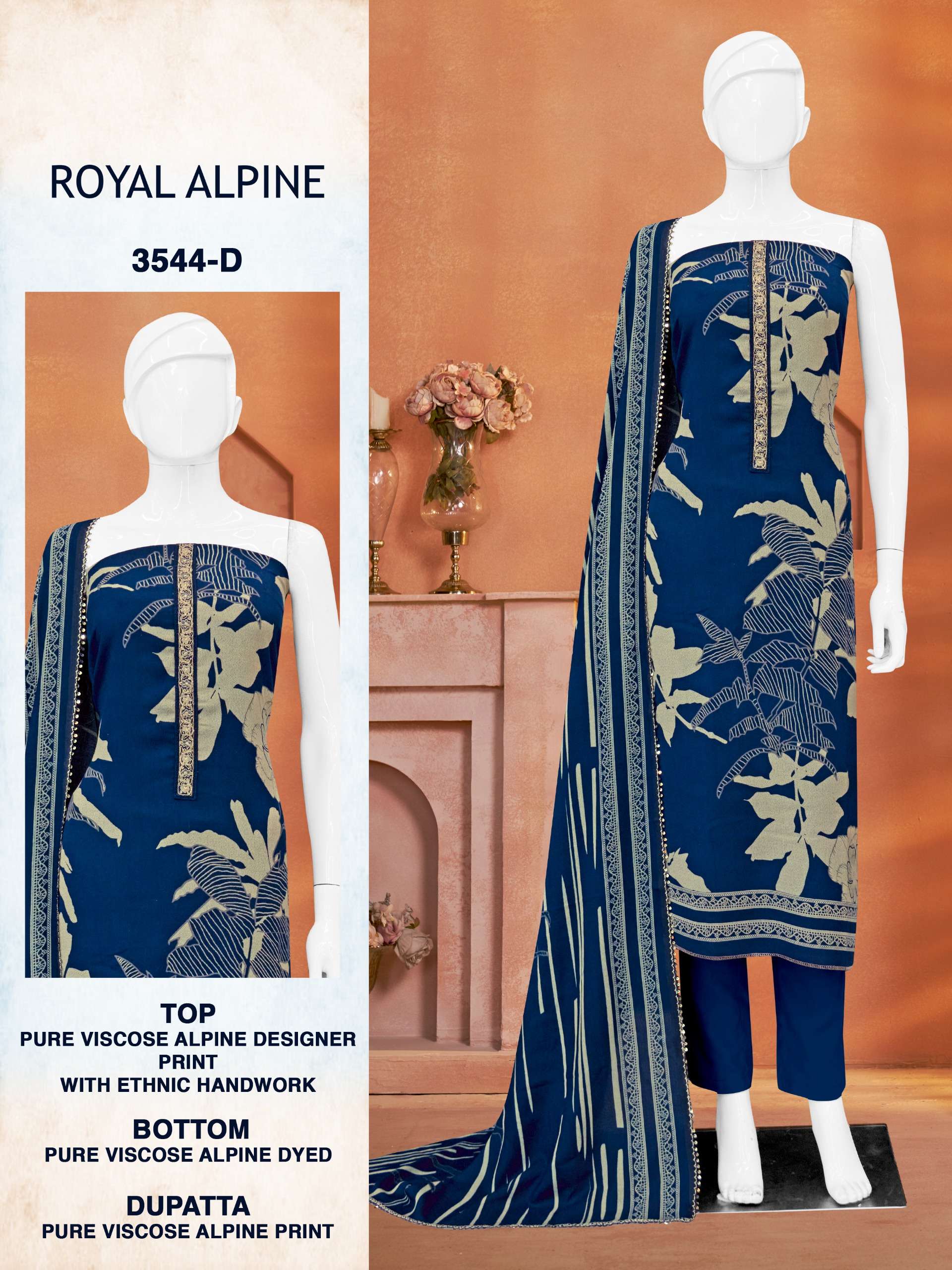BIPSON PRINTS ROYAL ALPINE 3544 BRAND DRESS ALPINE DESIGNER PRINT ...