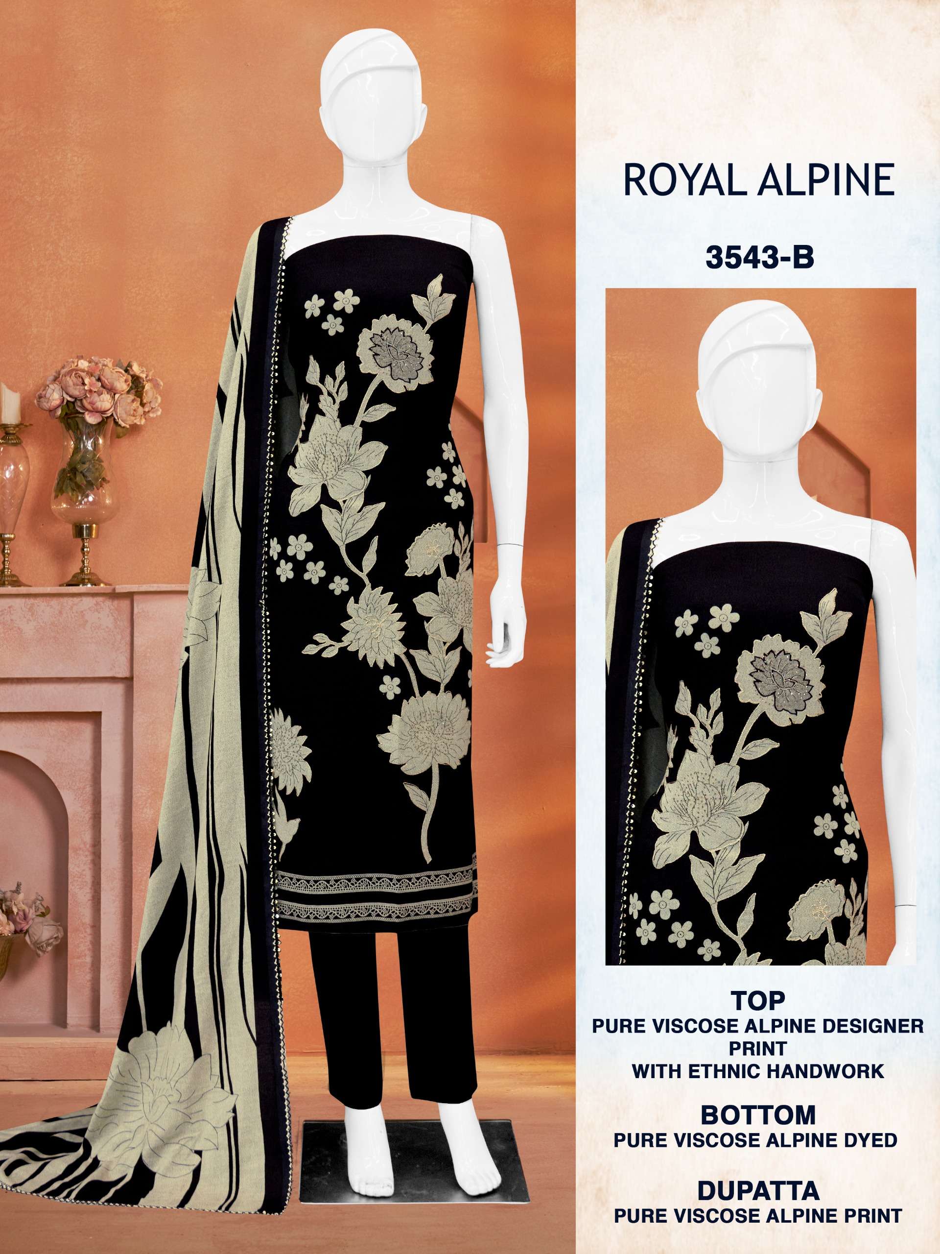 BIPSON PRINTS ROYAL ALPINE 3543 VISCOSE ALPINE DESIGNER PRINT UNSTITCH ...