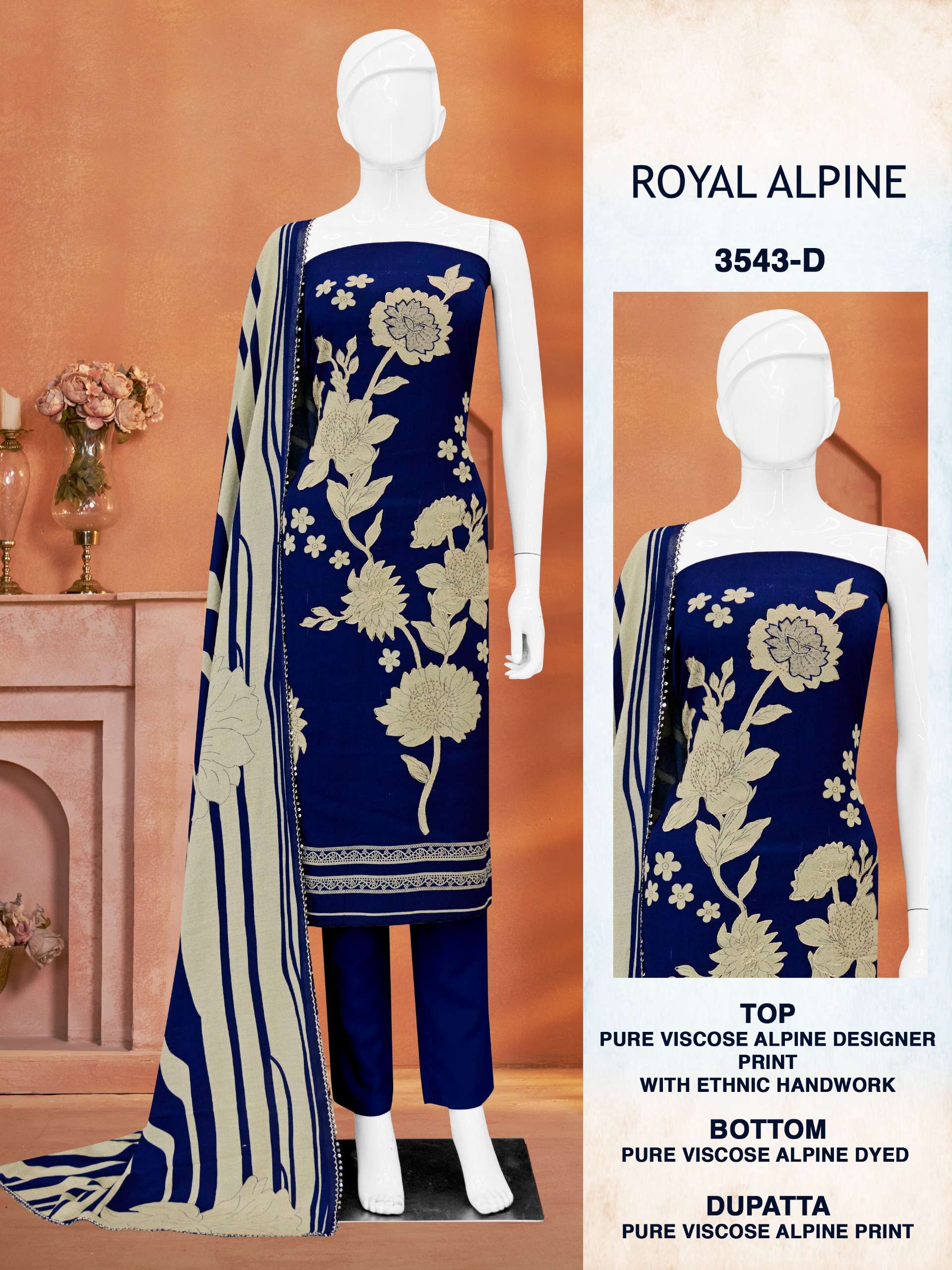 BIPSON PRINTS ROYAL ALPINE 3543 VISCOSE ALPINE DESIGNER PRINT UNSTITCH ...