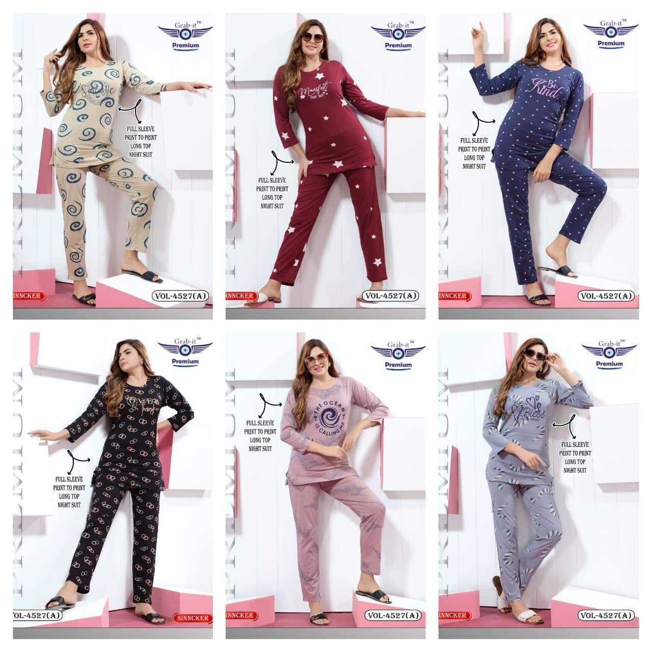 GRAB IT PREMIUM VOL 4527 NIGHT CLOTH FULL SLEEVES & TOP NIGHT SUIT FOR ...