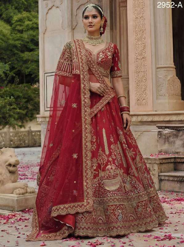 2952 EXCLUSIVE GADHWAL SILK GOLDEN HEAVY DESIGNER AND CANCAN BRIDAL ...