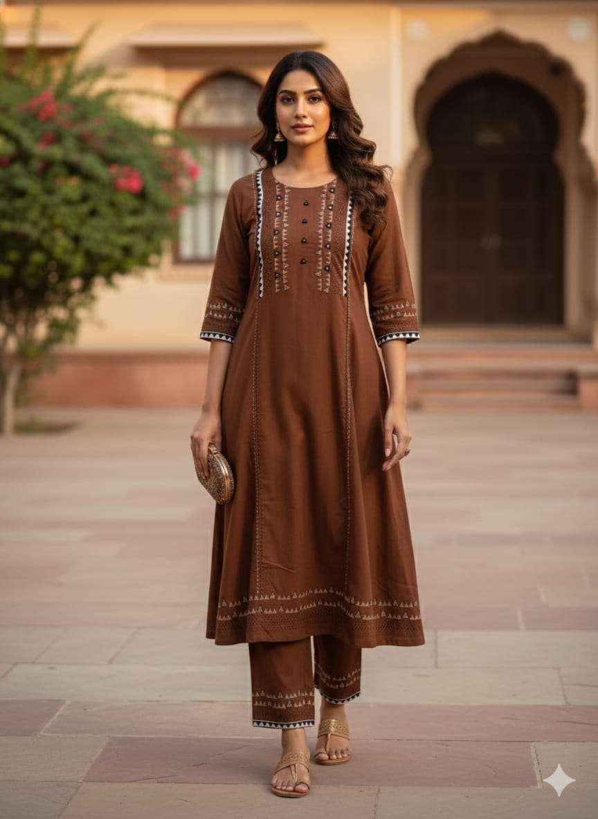 SOFT COTTTON TOP WITH WORK VIBRANT COLOR CORD SET SUPPLIER MARKET FF