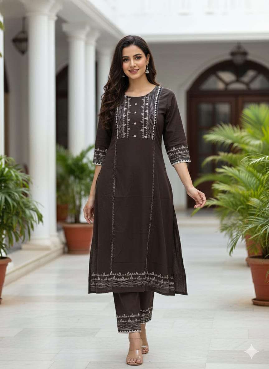 SOFT COTTTON TOP WITH WORK VIBRANT COLOR CORD SET SUPPLIER MARKET FF