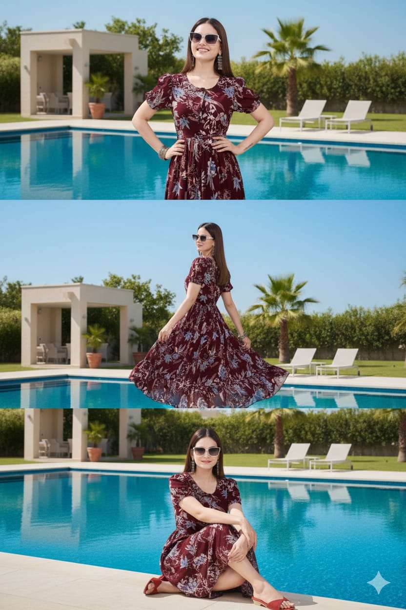 GEORGETTE LONG MARI DRESS YOUNG WOMEN CLOTHING STORE RANG