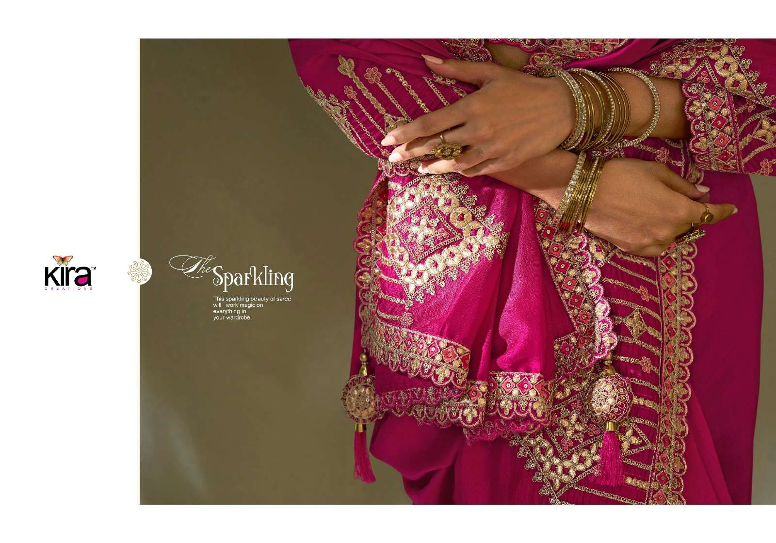 KIRA KASHVA BOUTIQUE BABER SILK WITH GOTRA PATTI EMBROIDERY WORK SAREE ...